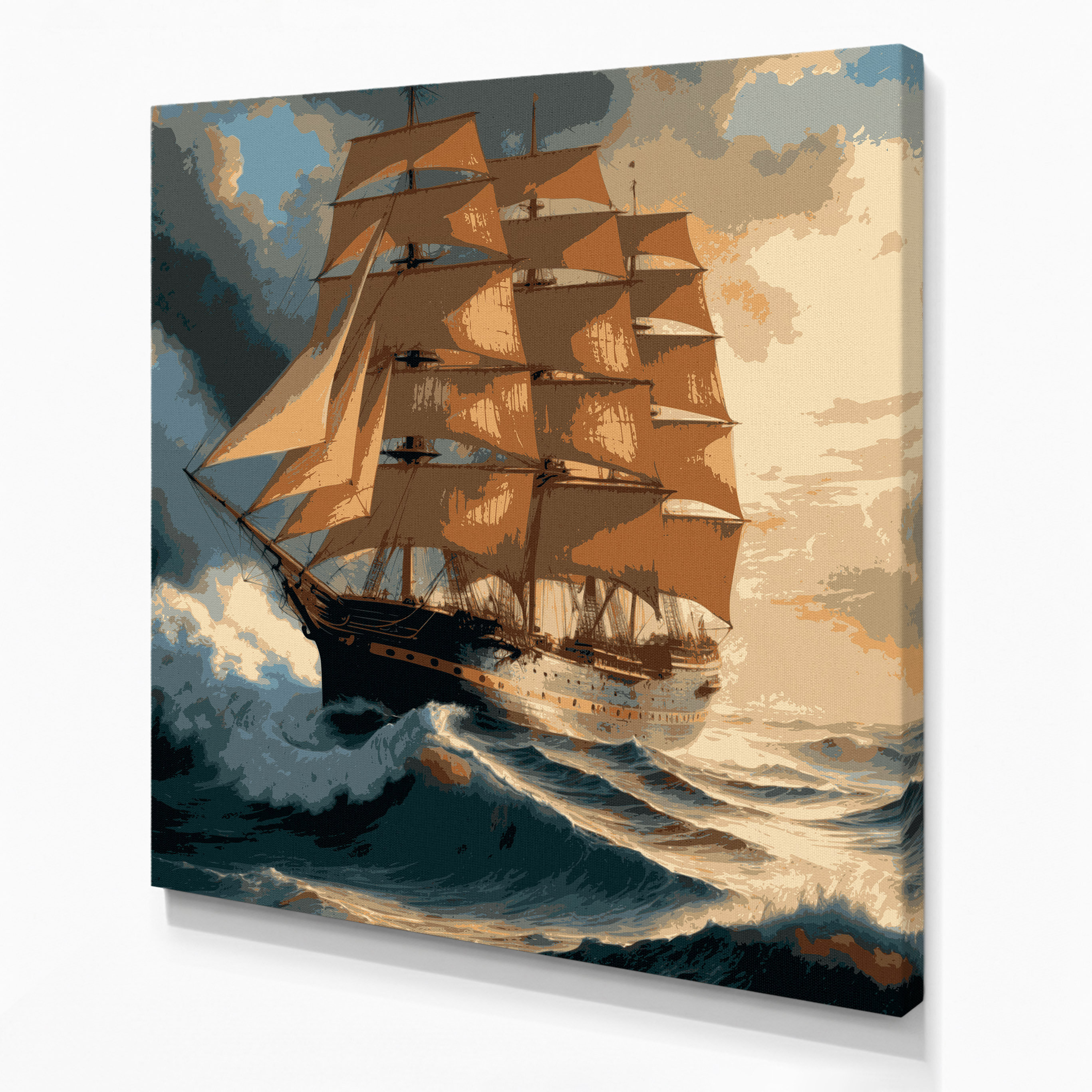 Breakwater Bay Nautical Clipper ships Gray Canvas Wall Art | Wayfair
