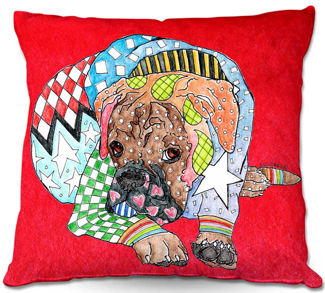 DiaNoche Designs Couch Boxer Dog Throw Pillow | Wayfair