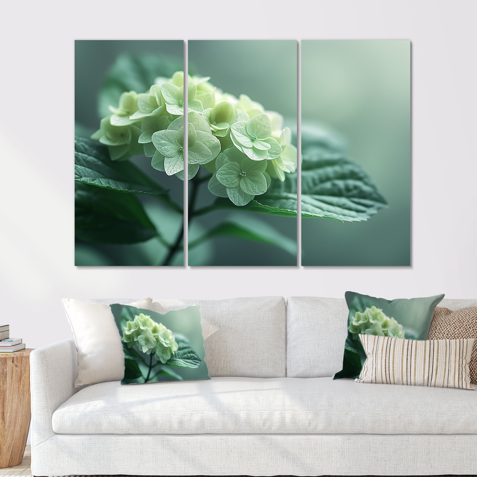Design Art Tropical Green Monochrome Hydrangea Photo II - Hydrangea ...
