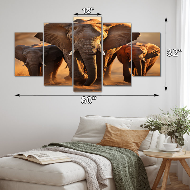 Design Art Africa Elephants Family Bond - Animals Metal Wall Decor Set ...