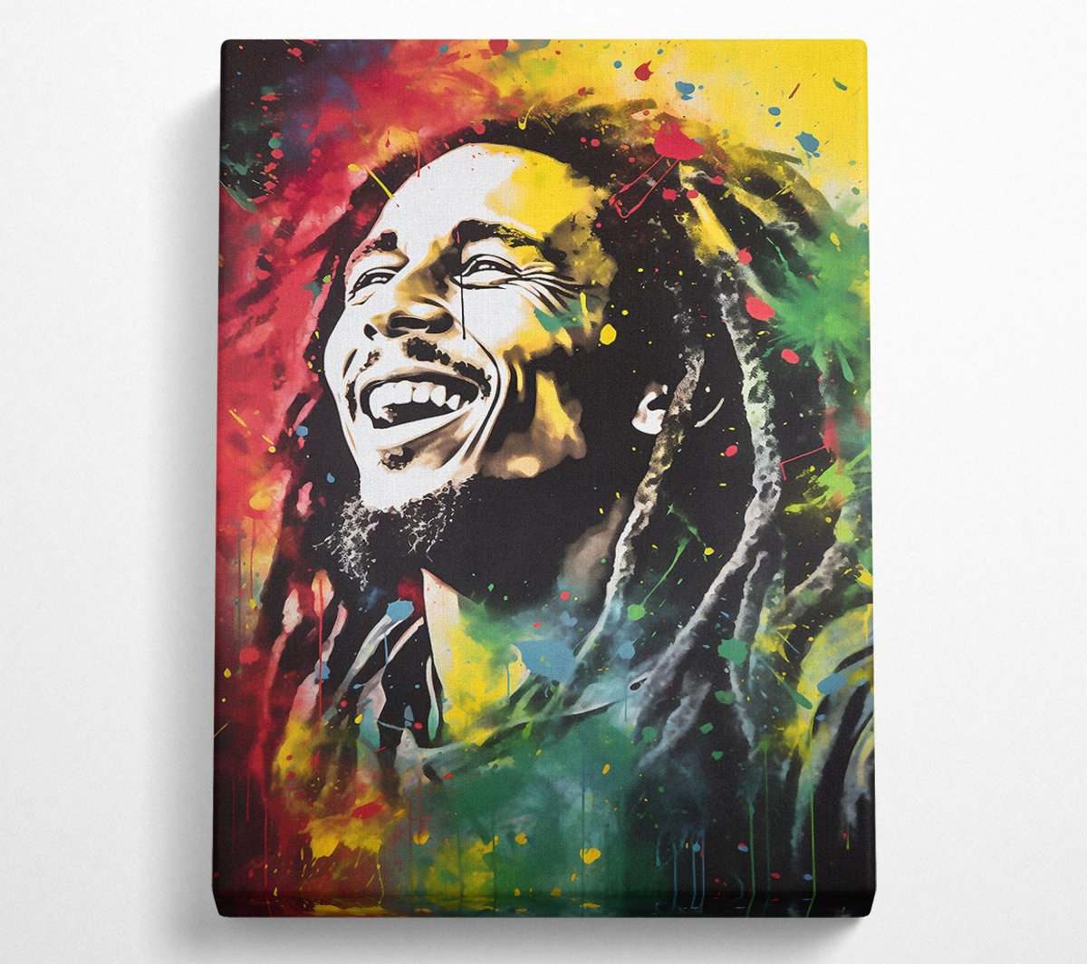 Marlow Home Co. Bob Marley Watercolour Splash - Wrapped Canvas Art ...