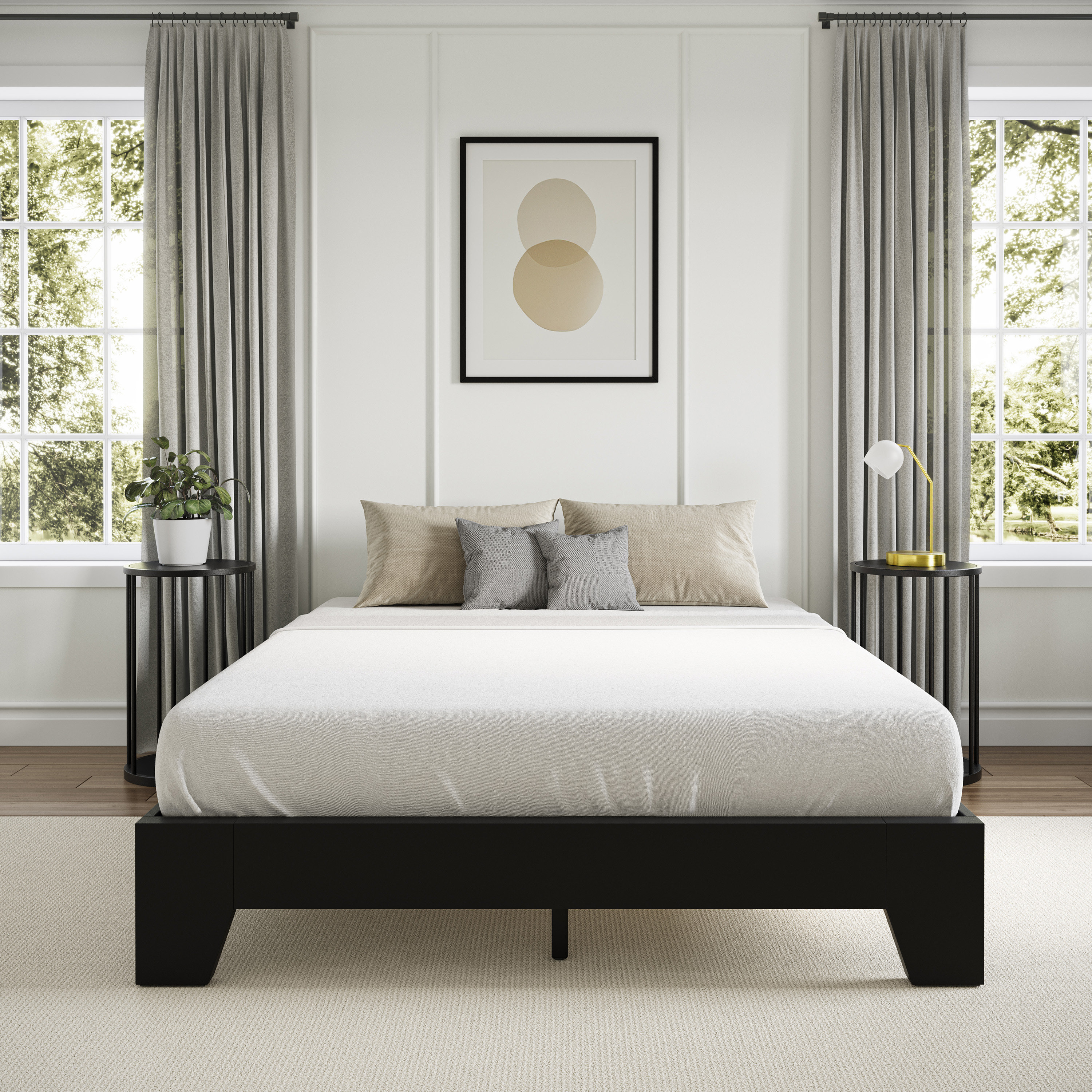 Boyd Sleep Lugano Platform Bed Frame - Modern Minimalist Design, Solid ...