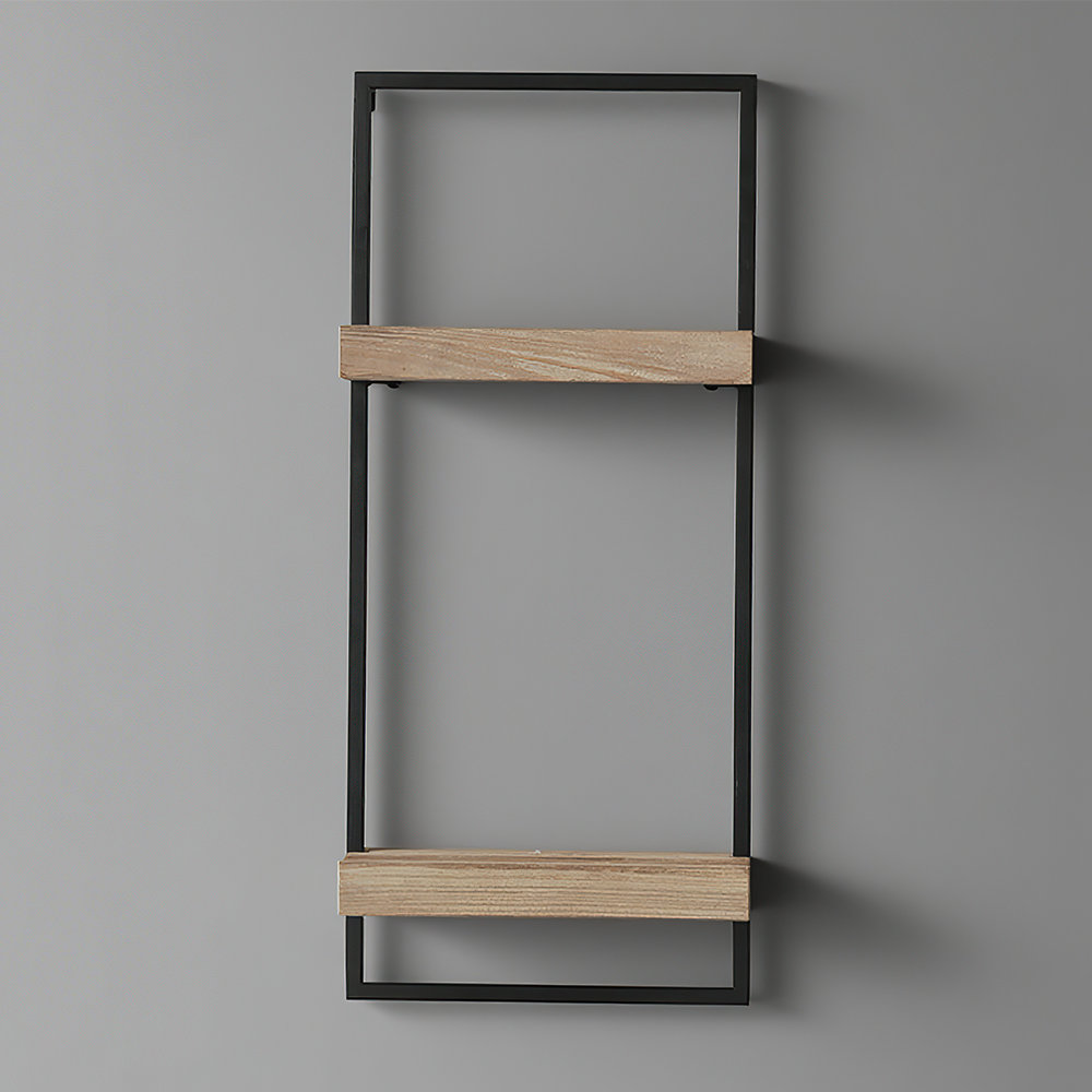 17 Stories 2-tier Wall Mounted Shelf With Wood Planks And Frame— Rustic ...