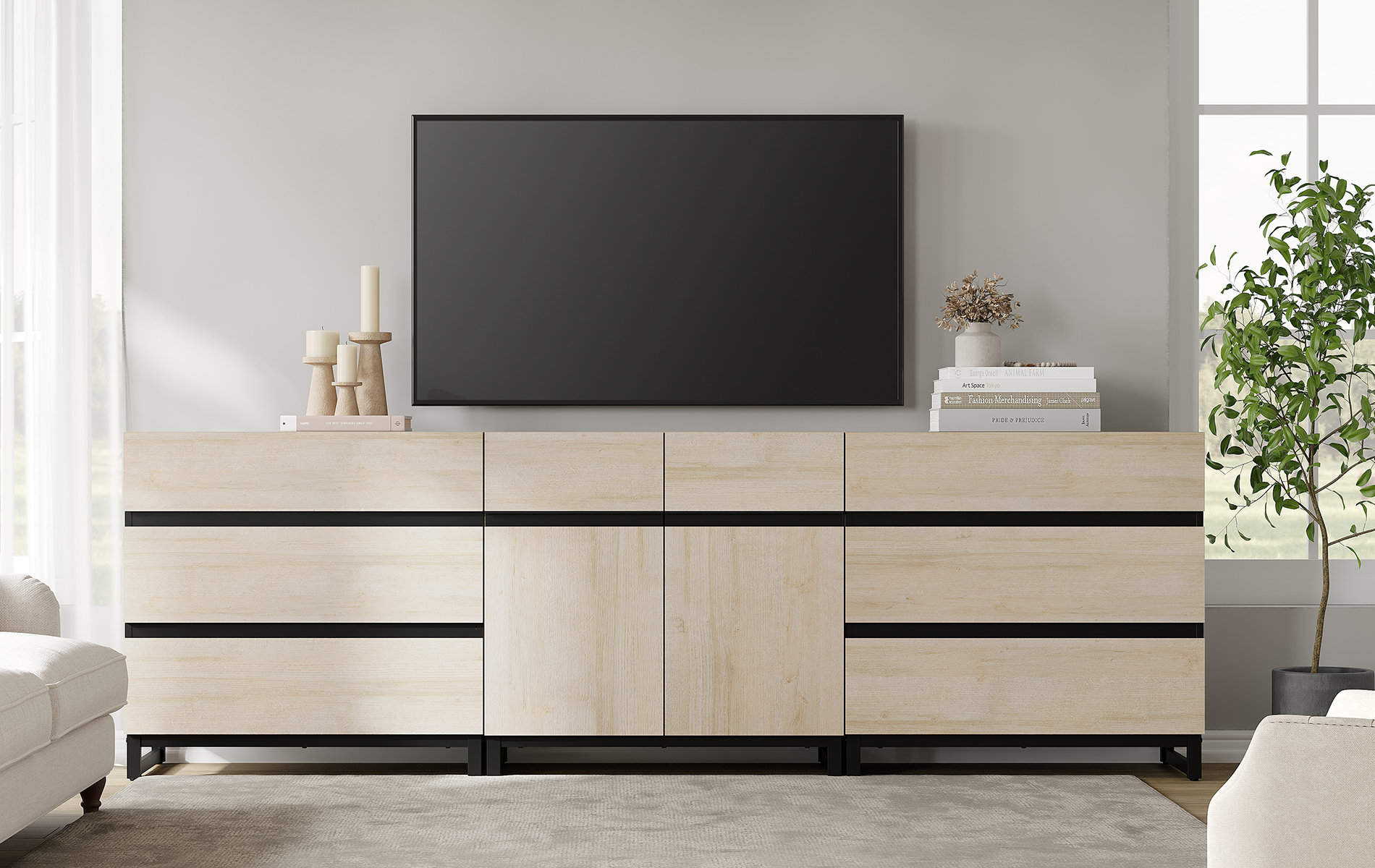 Latitude Run® Modern TV Stand For Tvs Up To 100 Inch, 3 In 1 TV Console ...