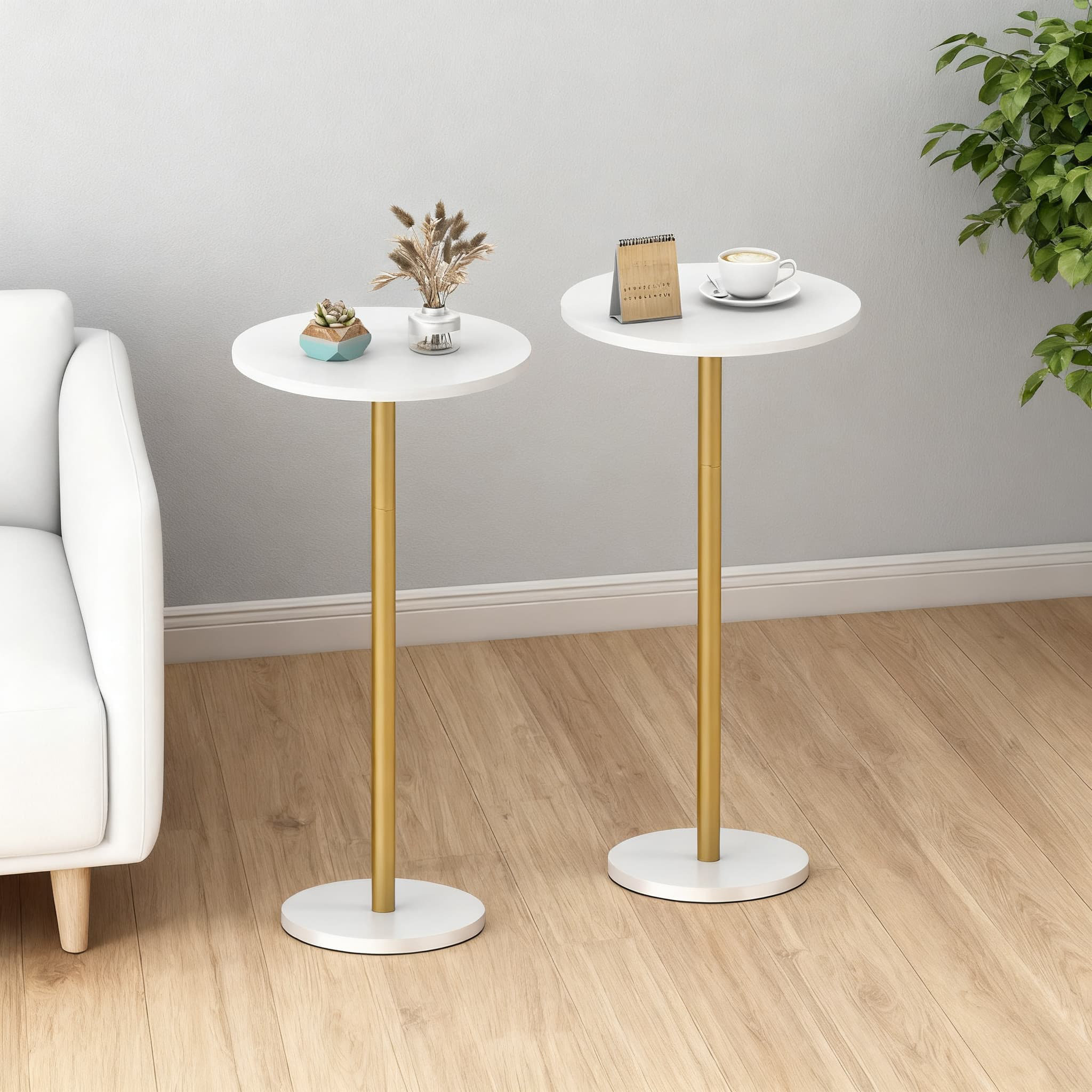 Mercer41 Round Side Table Set Of 2, Small Pedestal Drink Tables For ...