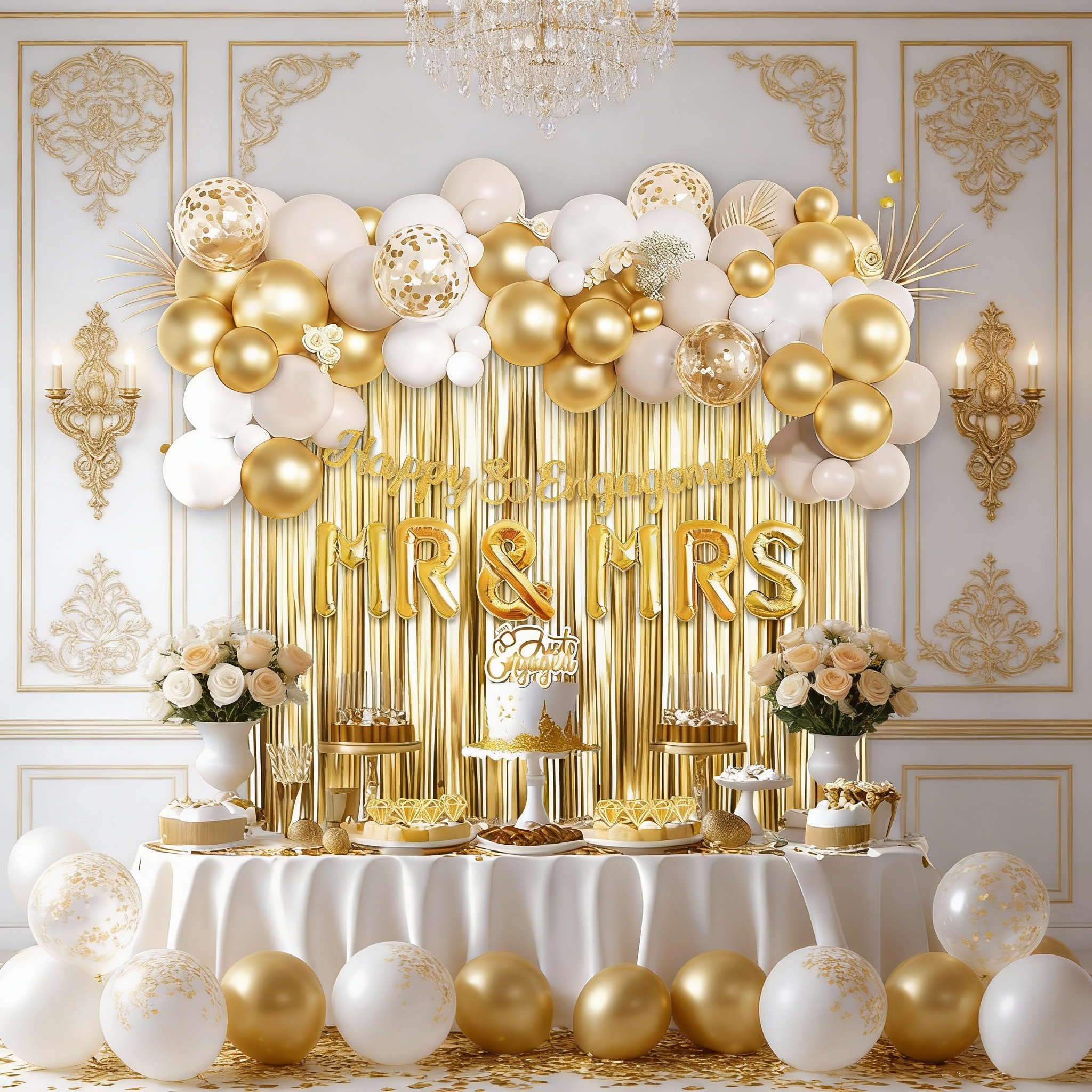 One Carter Corner Store Gold Engagement Party Decorations Set With MR ...