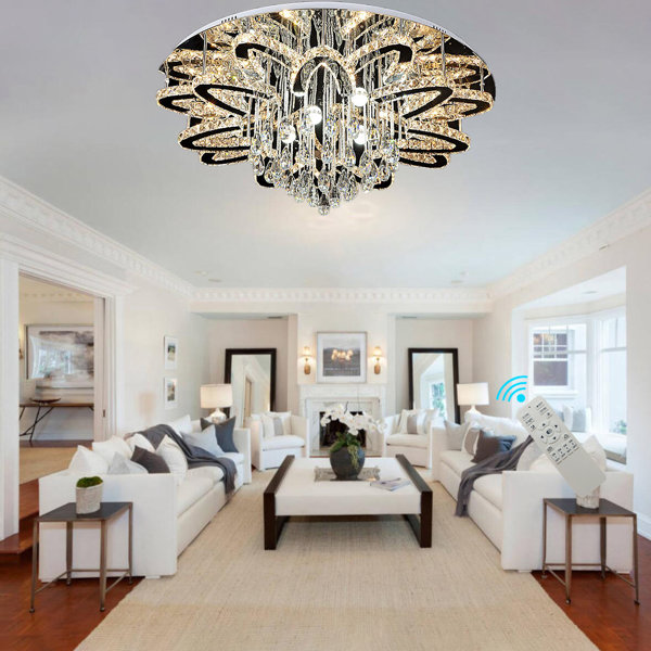 Rosdorf Park Golu 40inches Big Flower Crystal Ceiling Light for Living ...