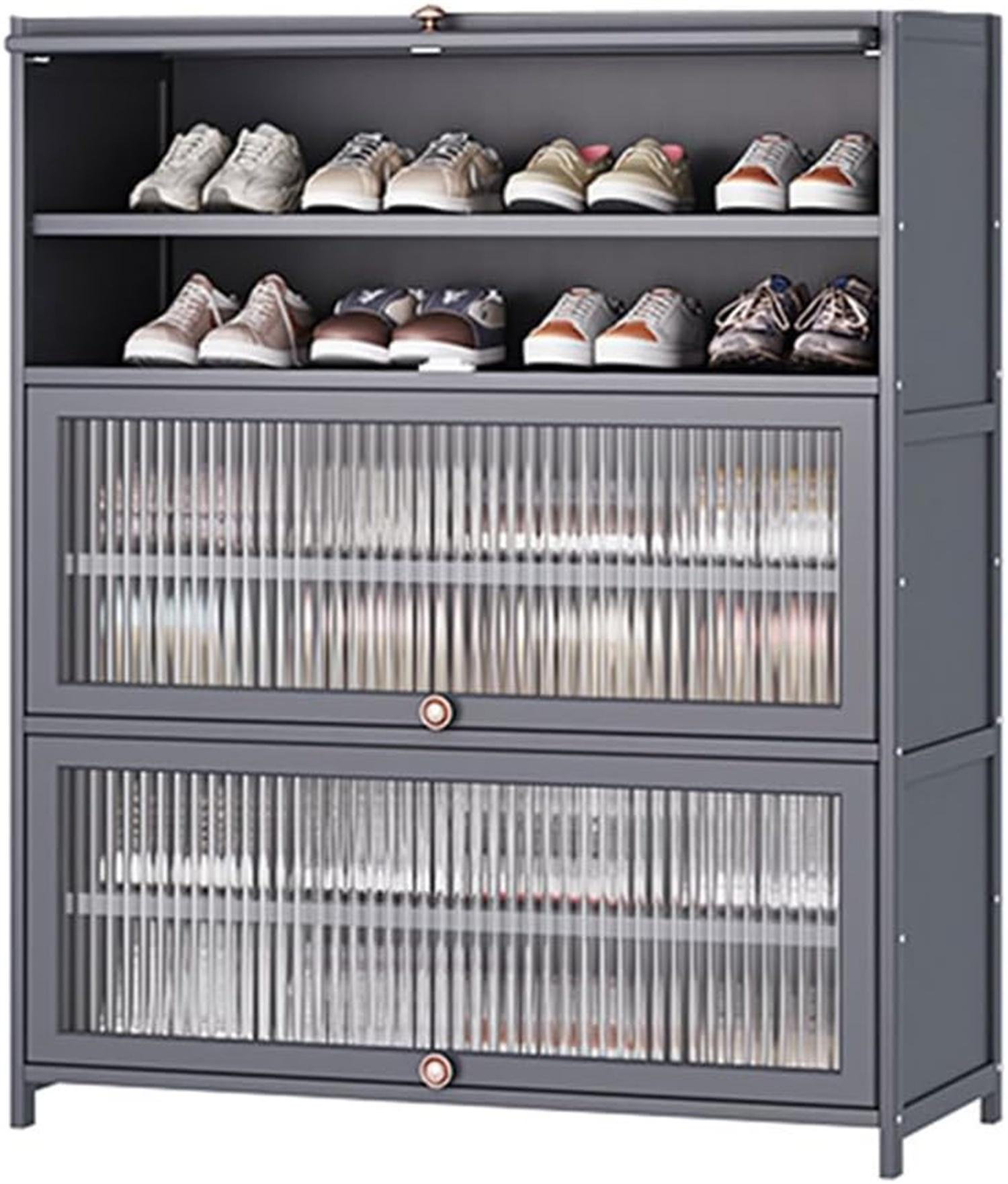 Rebrilliant Shoe Rack with Door 6 Rows 32 Inch Grey Color & Reviews ...