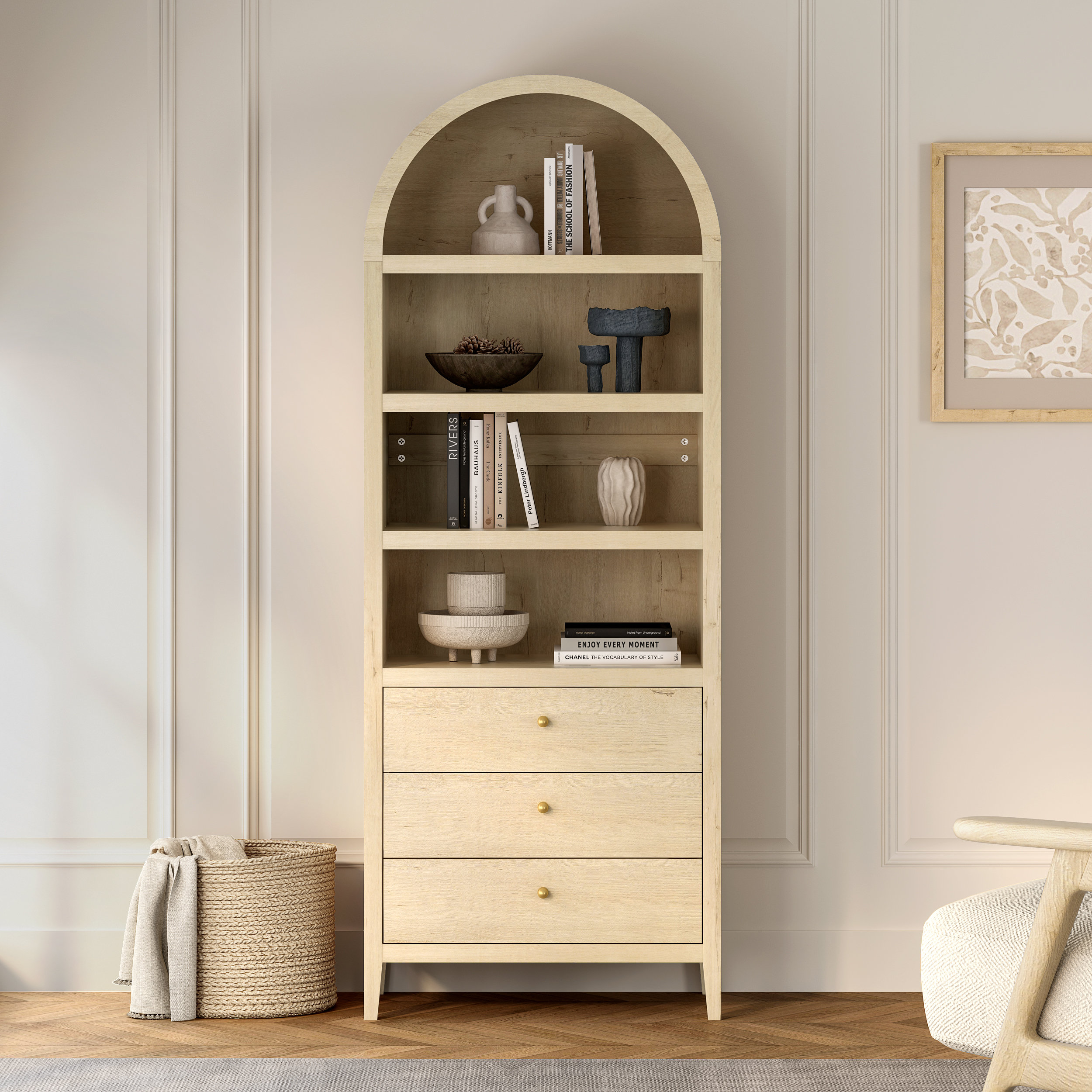 Lark Manor Bookcase Storage Display Cabinet With 3 Drawers And Shelves ...