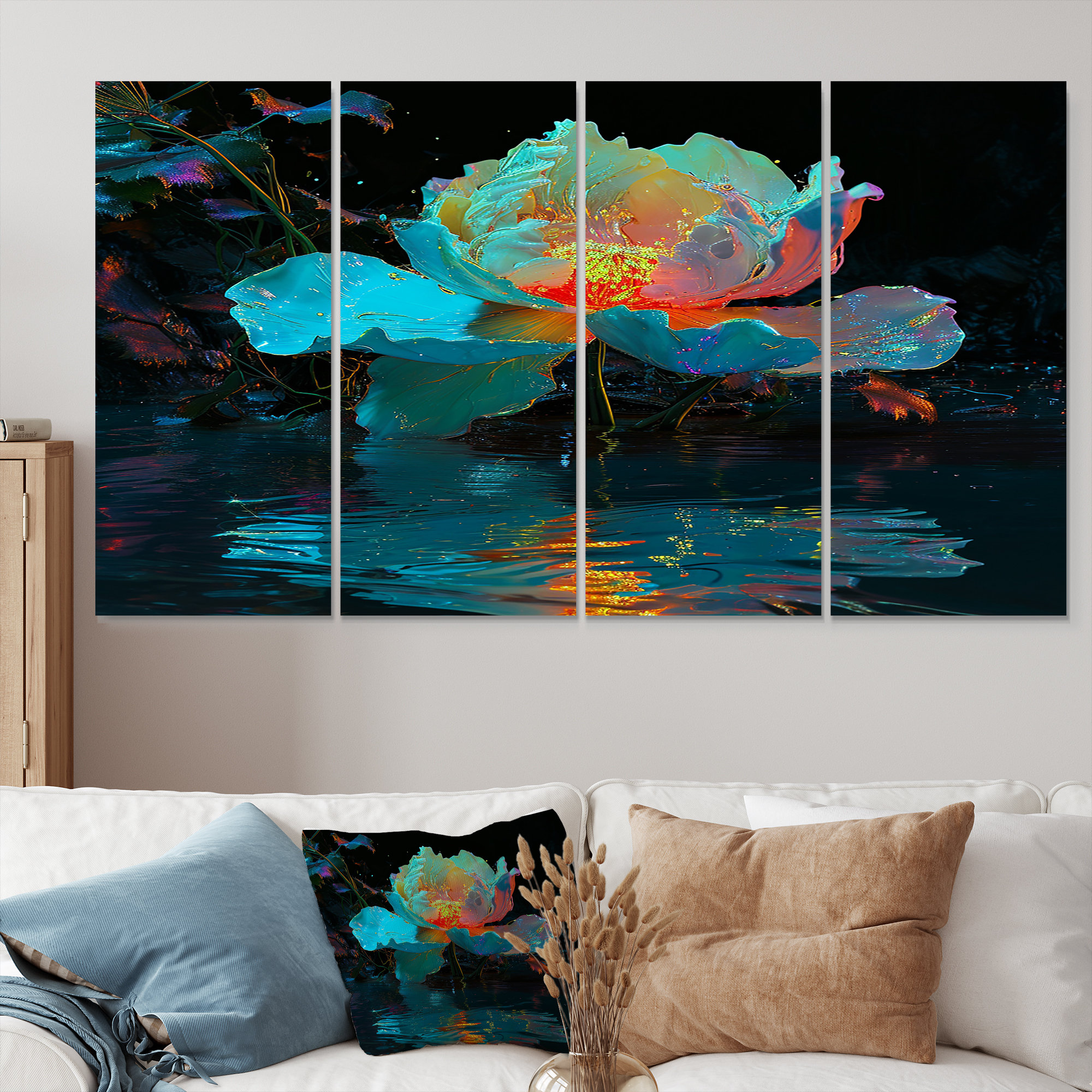 Design Art Magical Turquoise Peony Abstract Floral - Peony Wall Art For ...