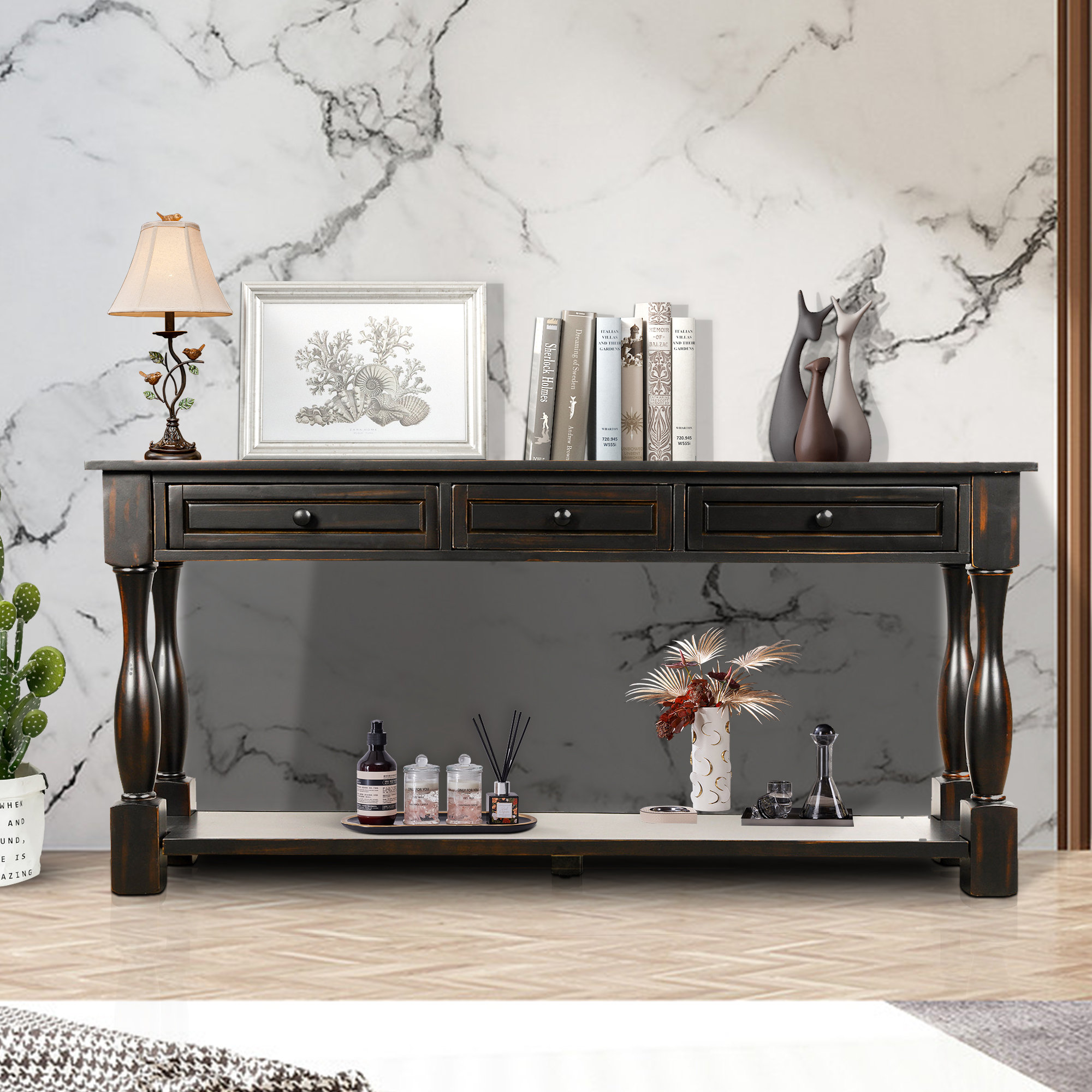 Canora Grey Elegant Console Table With Three Drawers And One Shelf ...