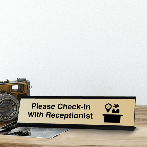 Signs ByLITA Please Check-in with Receptionist Desk Sign | Wayfair
