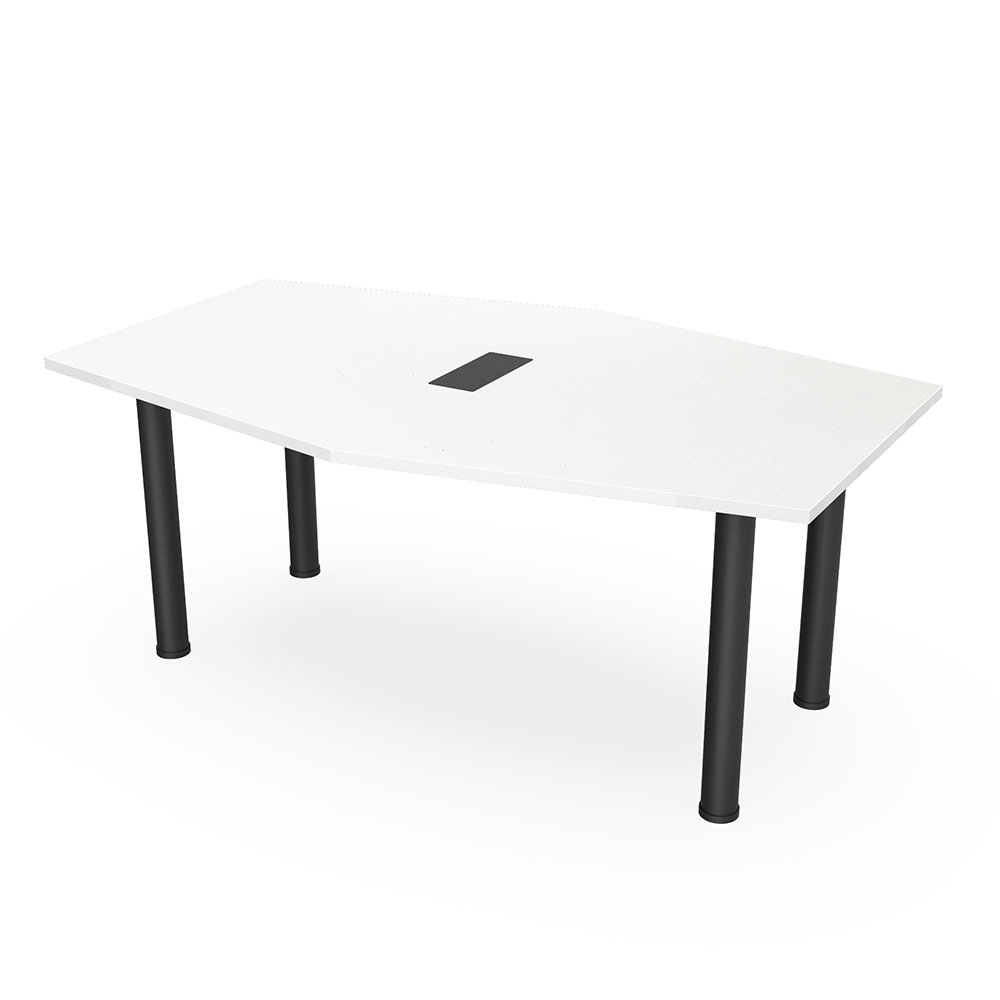 Inbox Zero 6 Person Hexagon Irregular Conference Table with Matte Black ...