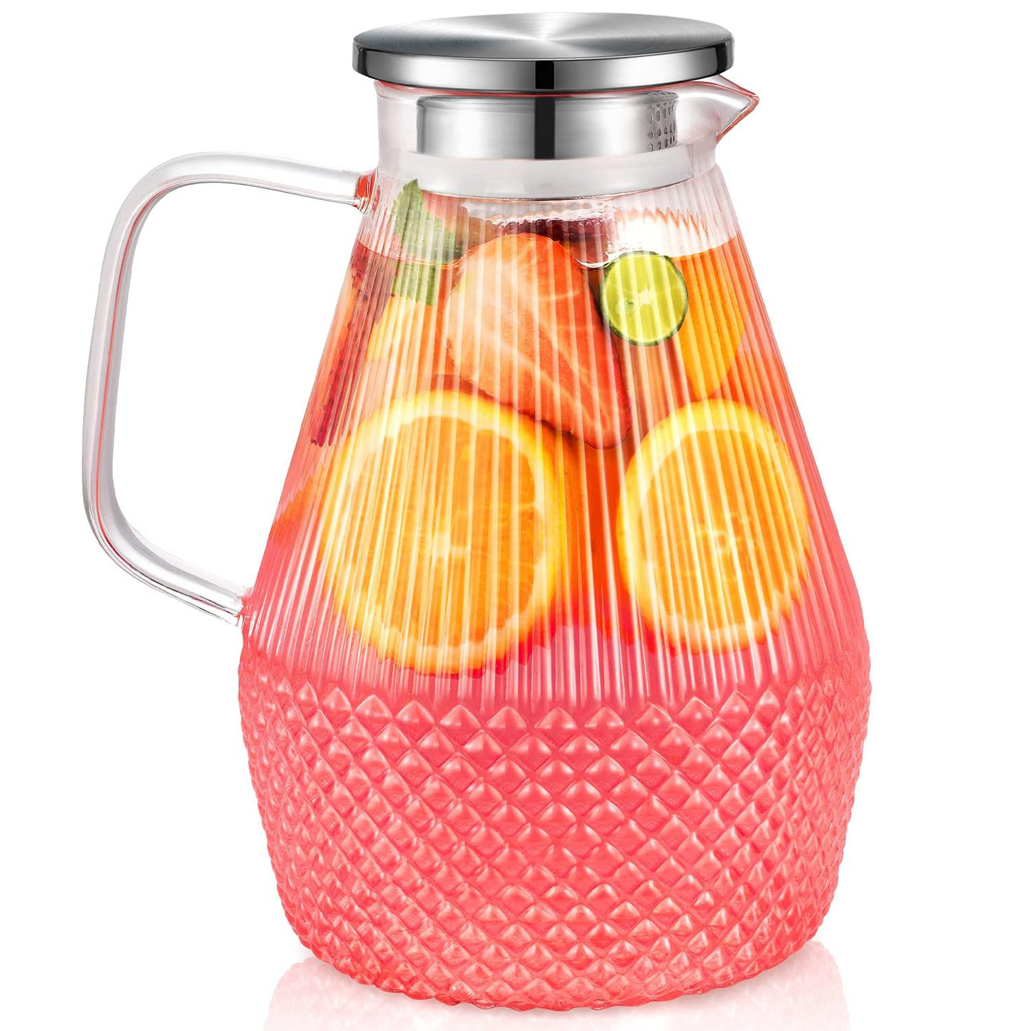 Brayden Studio® 80oz Large Glass Pitcher with Lid and Spout, Heat ...
