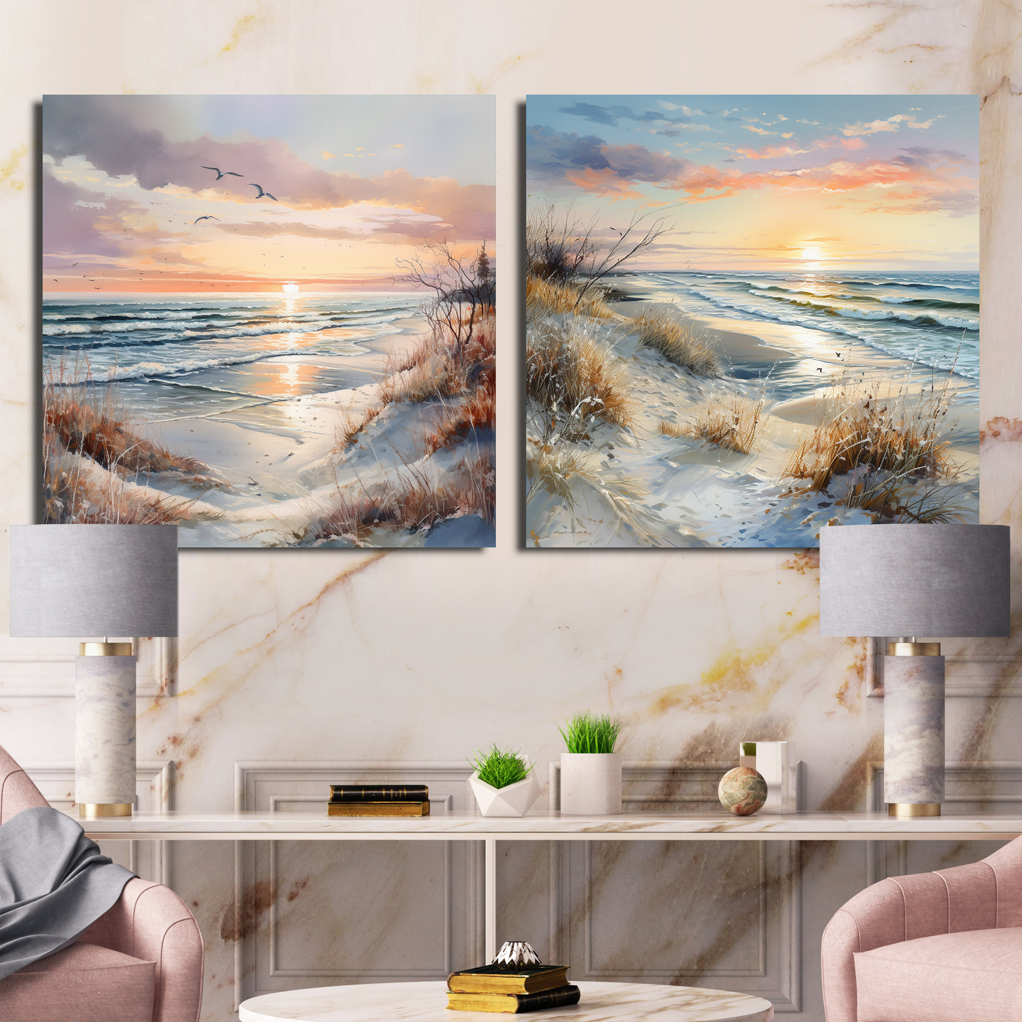 Dovecove Beach Sunset Charm In Winter II - Coastal Sunset Square ...