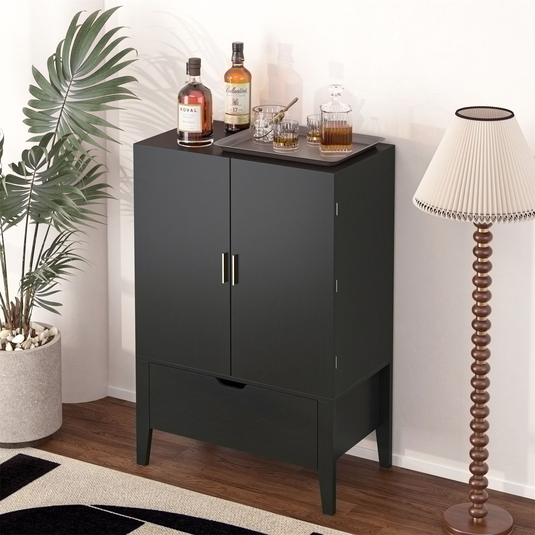 Lark Manor™ Wine Bar Cabinet Liquor Storage Credenza Sideboard | Wayfair