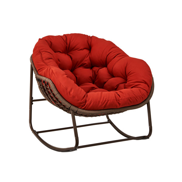 Corrigan Studio® Outdoor Ladena Rocking Rattan Chair with Cushions ...