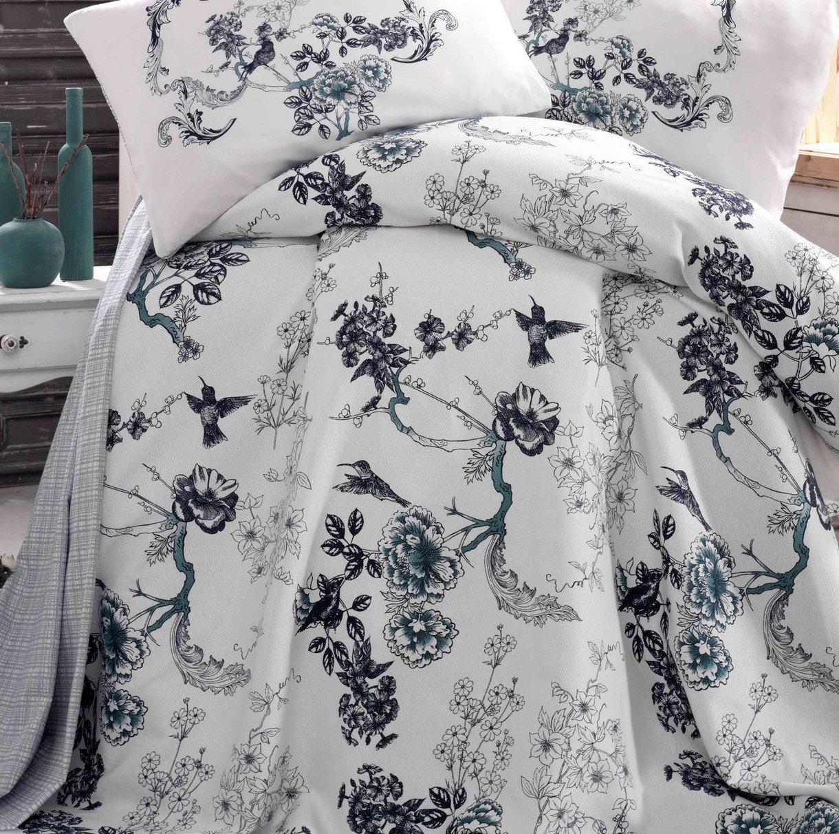 Asir Group INC Jamir White/Anhracite 100% Cotton Bedspread | Wayfair