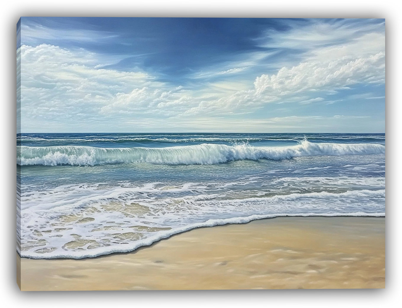 Dovecove Rolling Tides - Coastal Ocean Waves Wrapped Canvas | Wayfair