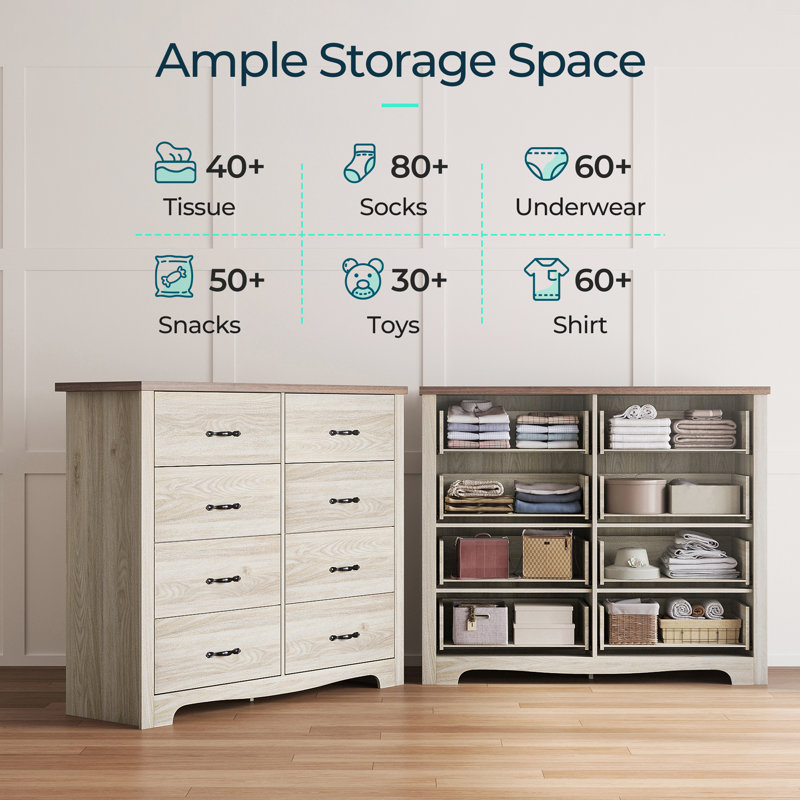 Laurel Foundry Modern Farmhouse® Kaiser 8 Drawer 47.2" W Double Dresser ...