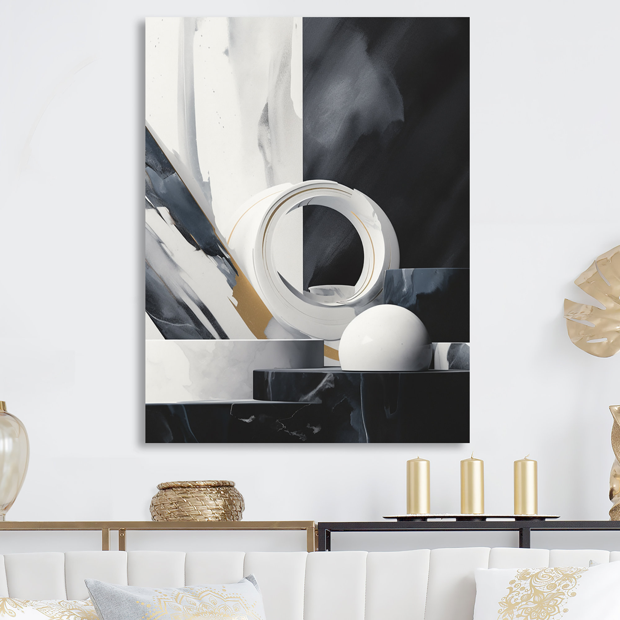 Mercer41 Abstract Marble Shapes II - Abstract Marble Metal Wall Décor ...