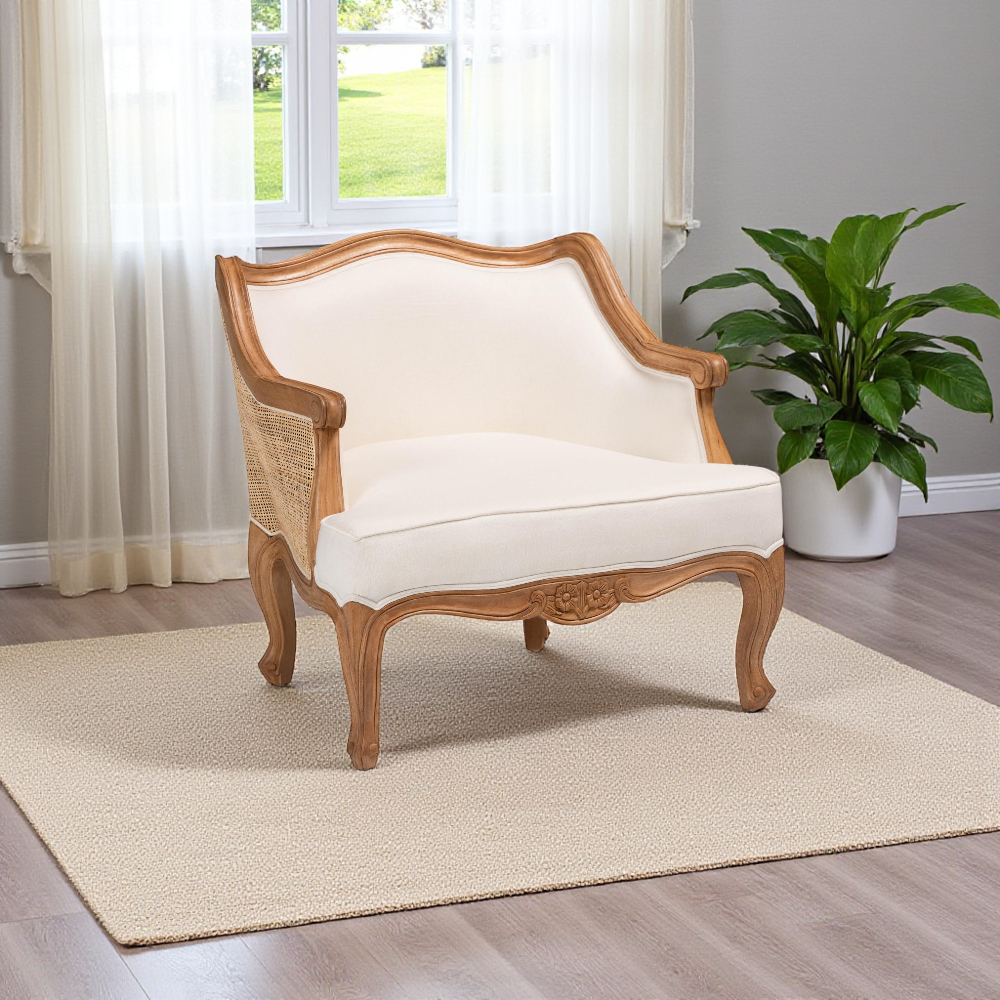 Red Barrel Studio® Kendra accent chair with French Beige Fabric and ...