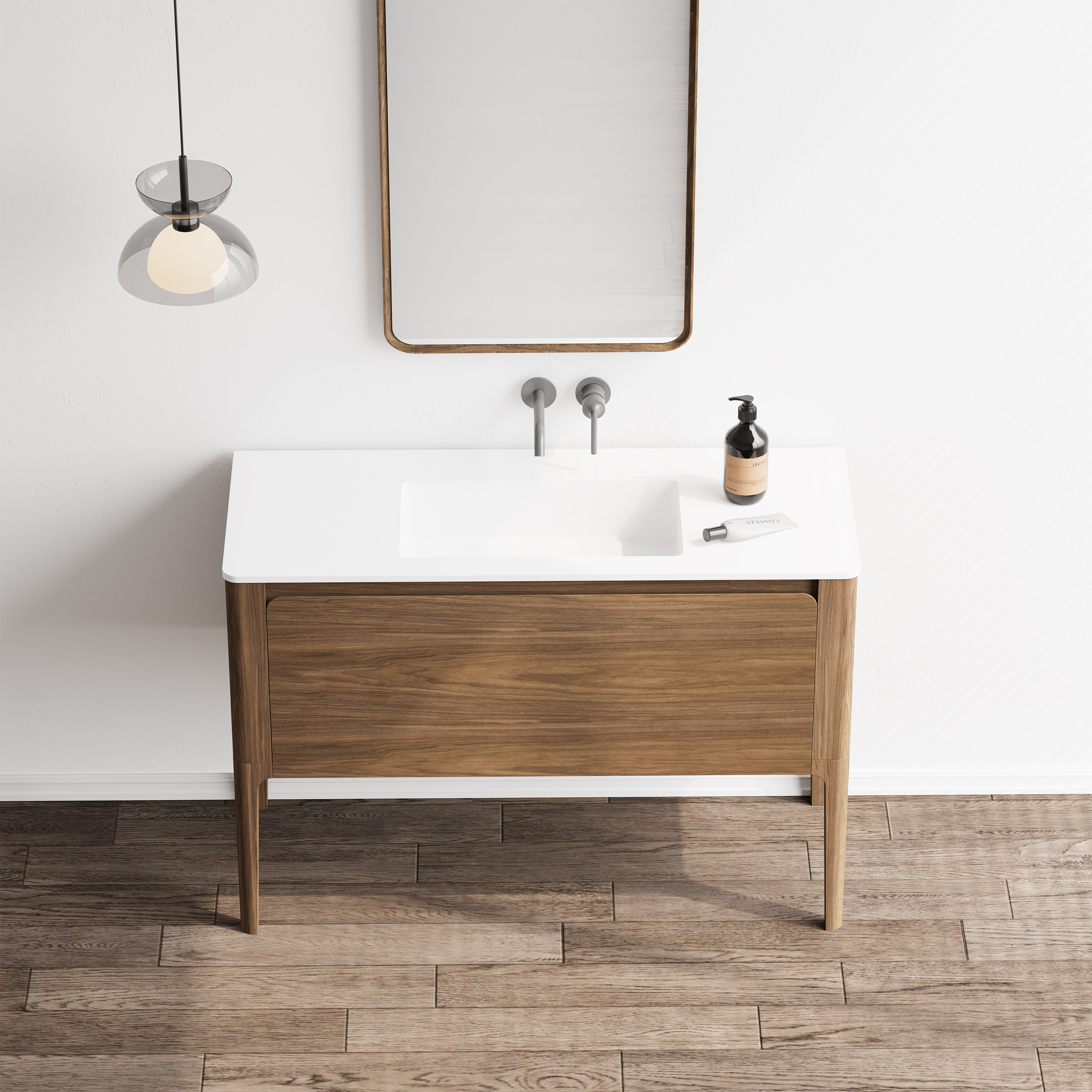 Hokku Designs Sahiti 48" Walnut Freestanding Single Sink Bathroom ...