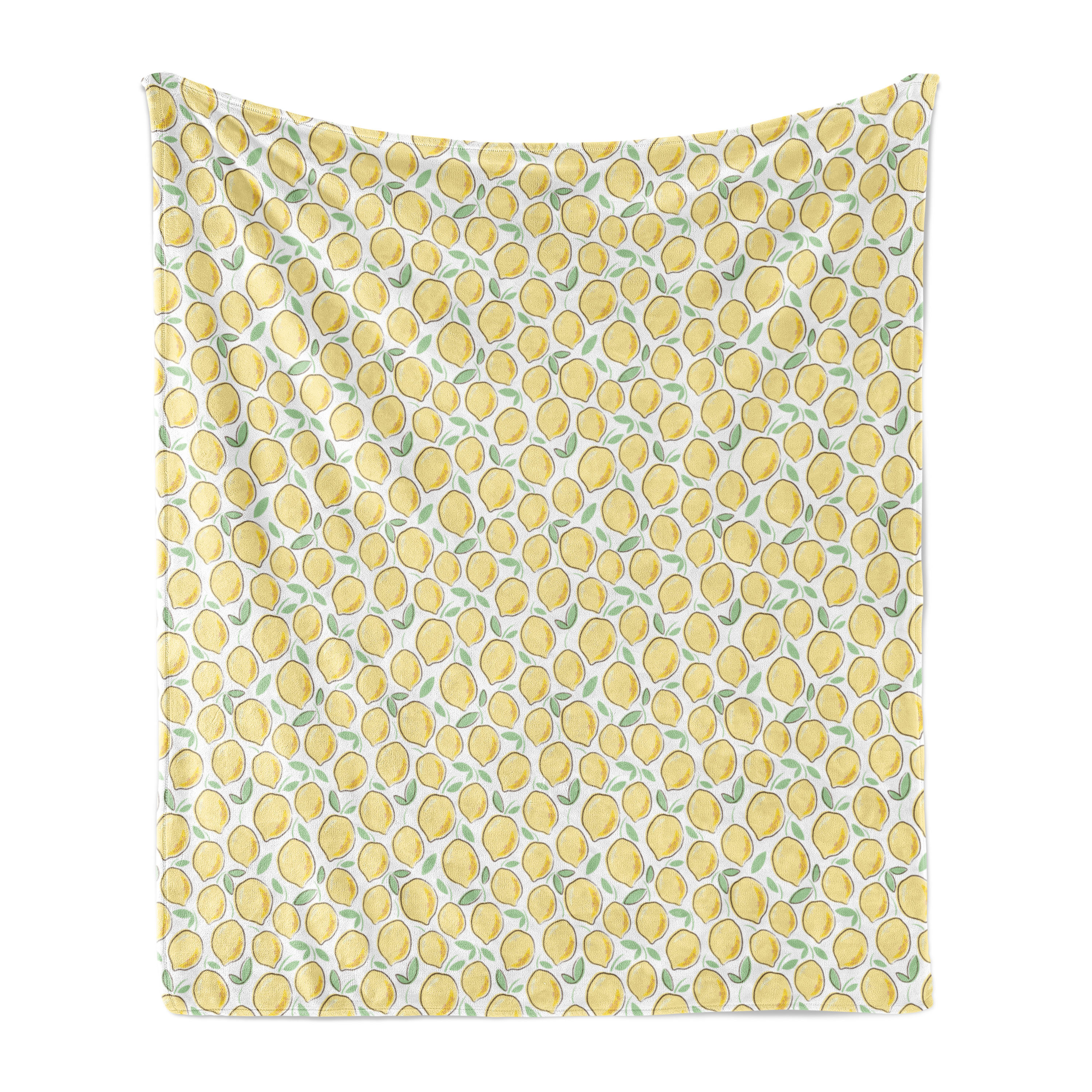 Ambesonne Lemons Fleece Throw Blanket Delicious Citrus Fruit Art Pale ...