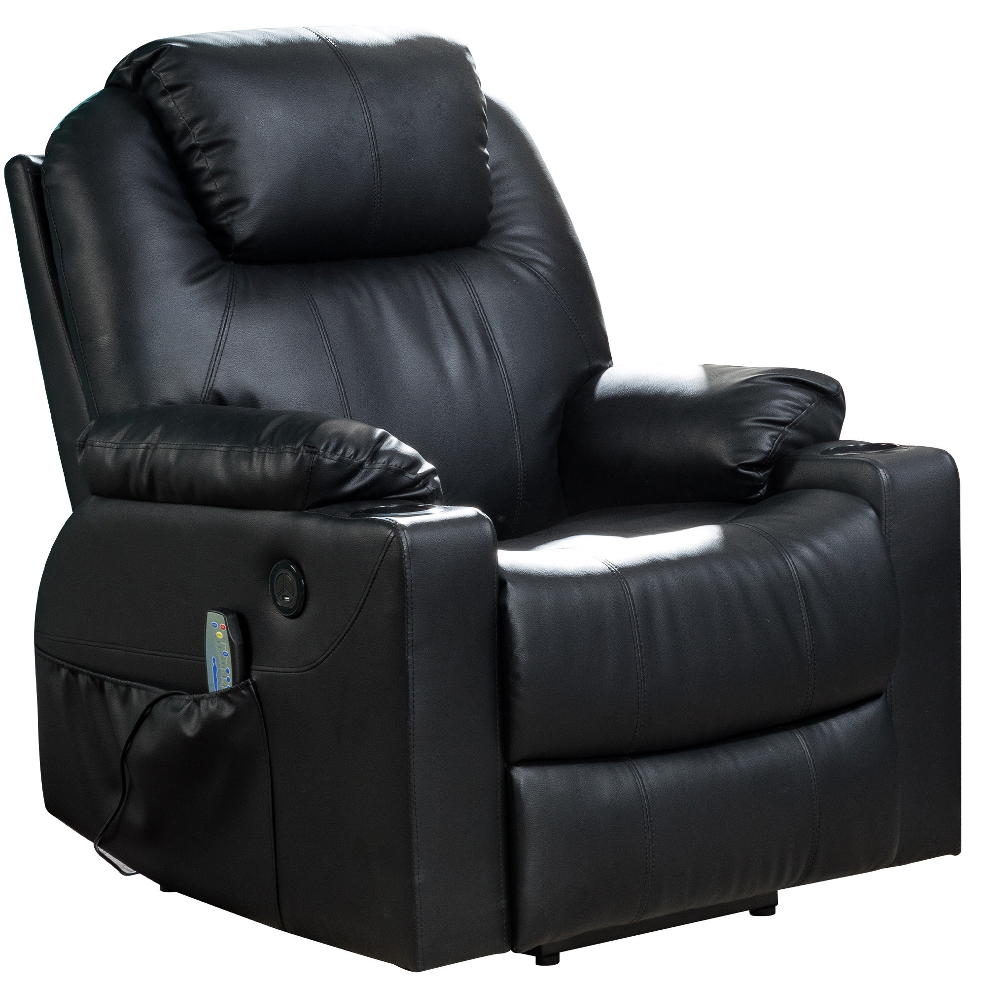 Inbox Zero Faux Leather Power Reclining Heated Massage Chair | Wayfair