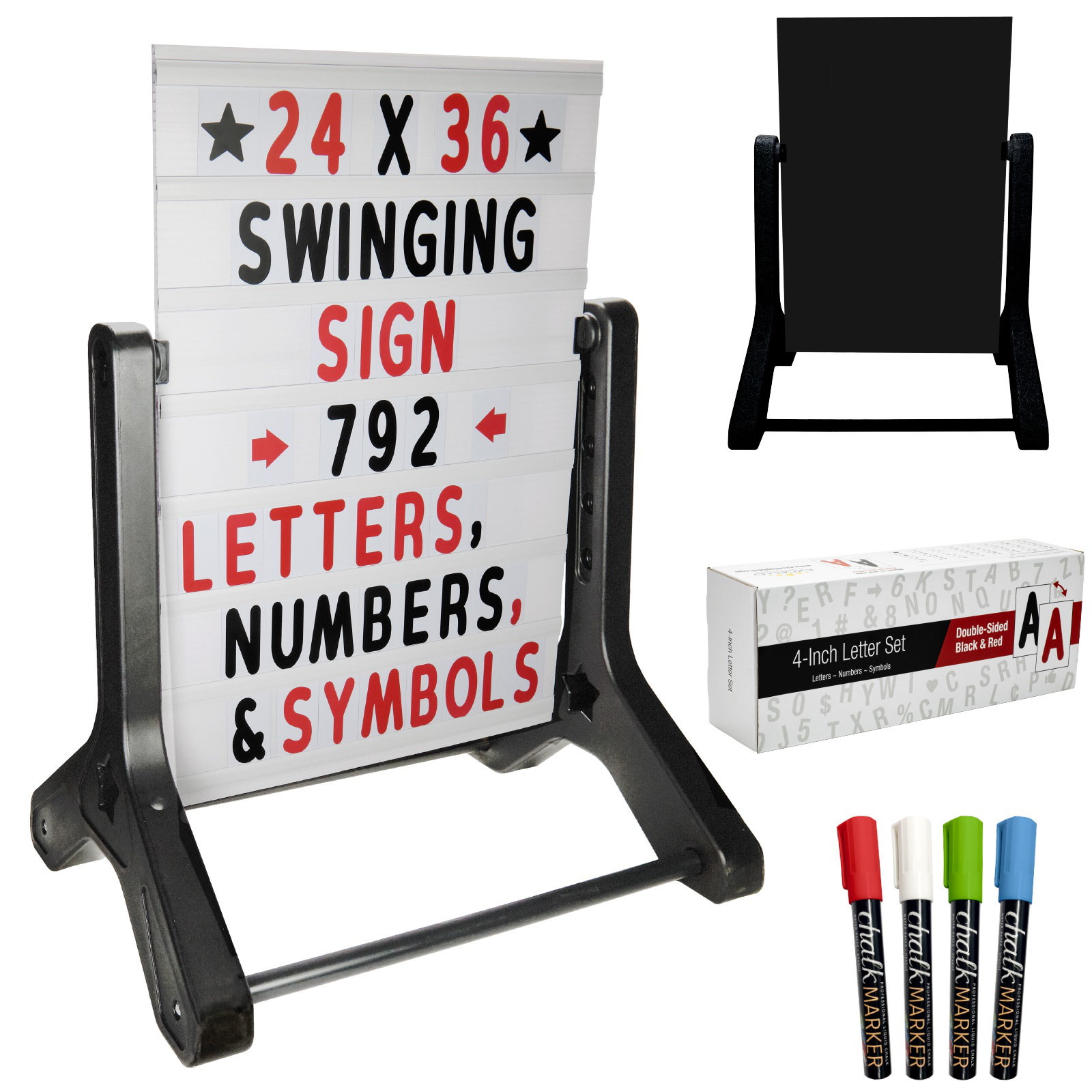 Latitude Run® Swinging Changeable Message Sidewalk Sign: 24X36 With 792 ...
