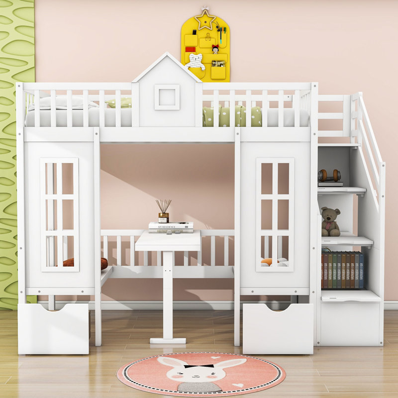 Harriet Bee Habarugira 2 Drawer Bunk Bed with Shelves by Harriet Bee ...