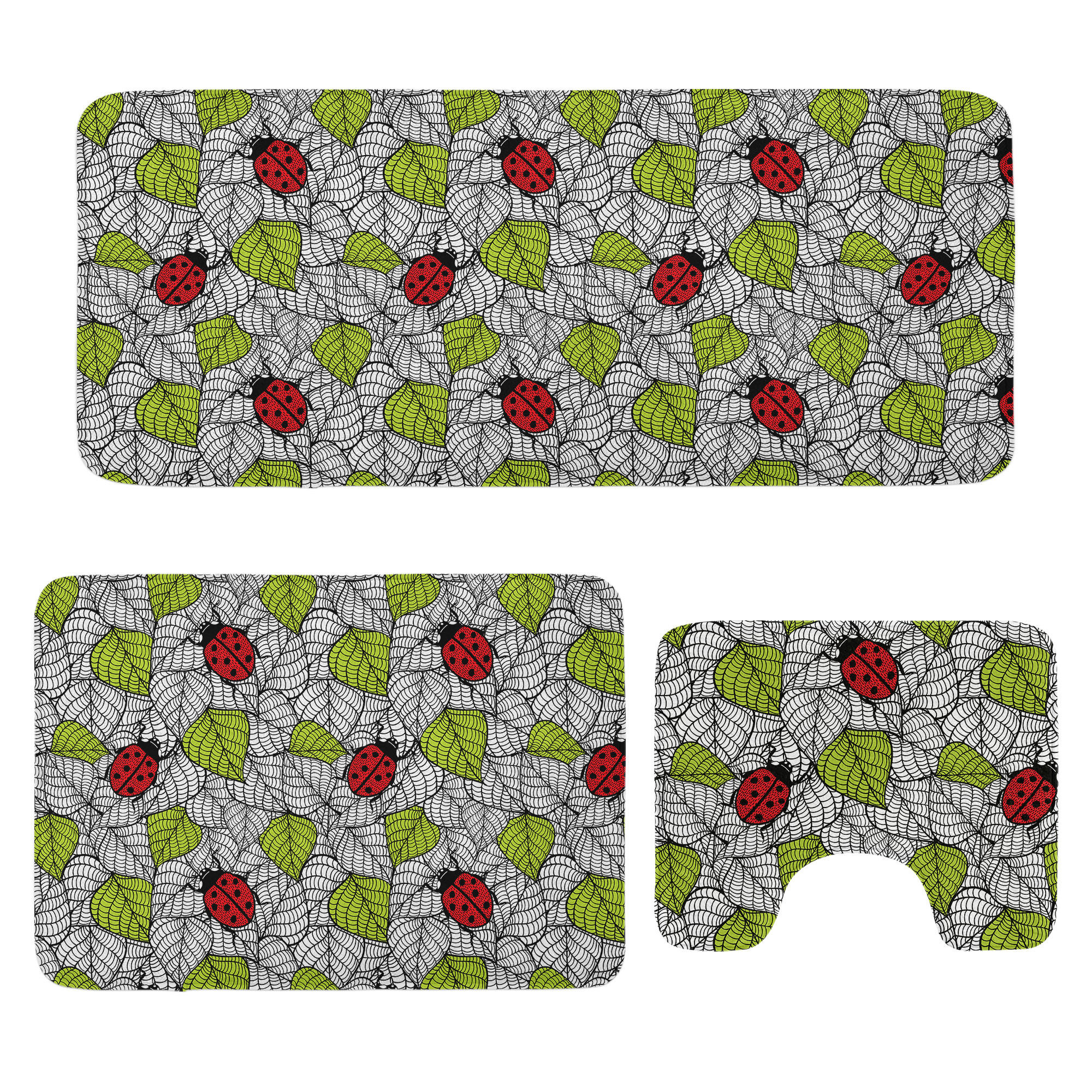 East Urban Home Ladybugs Bathroom Rug Set 3 Pieces U-Shape & Rectangle ...