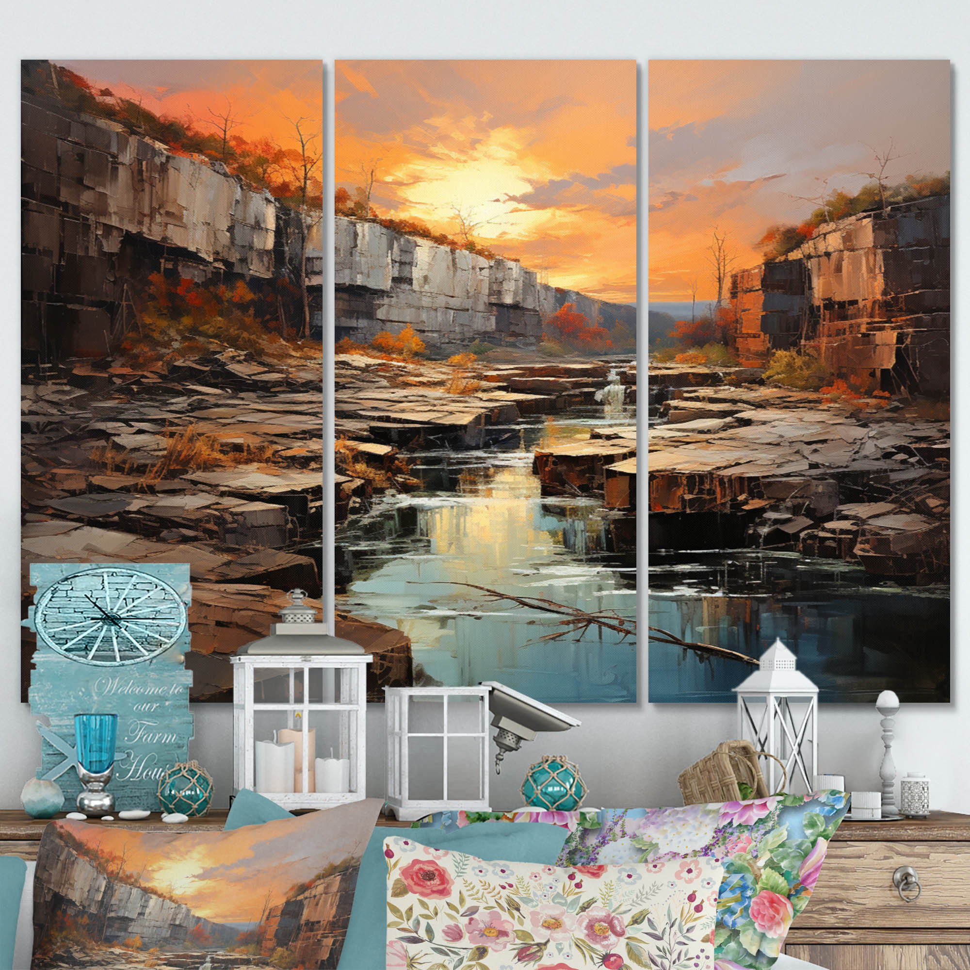 Design Art Neveda Canyon Scenery II - Landscapes Metal Wall Decor Set ...