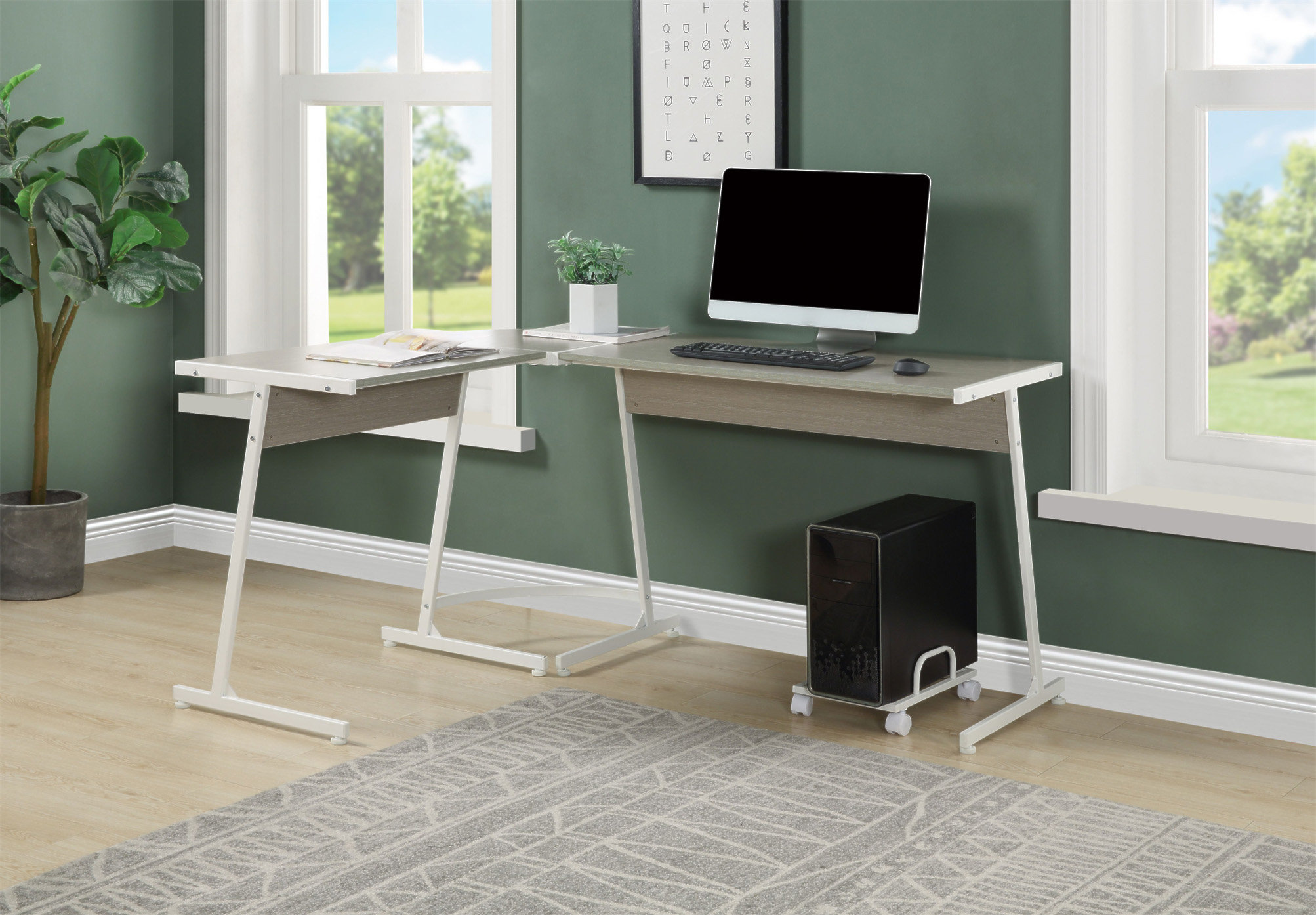 Inbox Zero Dazenus L-Shaped Computer Desk With Thick Desktop And Stable ...