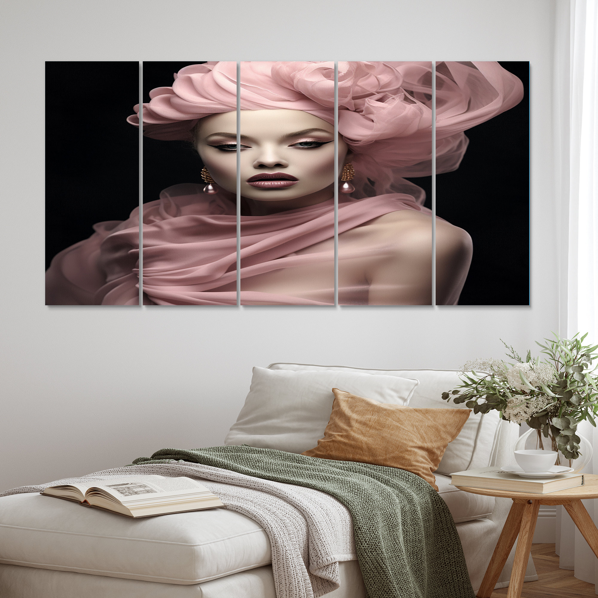Mercer41 Portrait Of Pink Vintage Glamour Model I On Canvas 5 Pieces ...