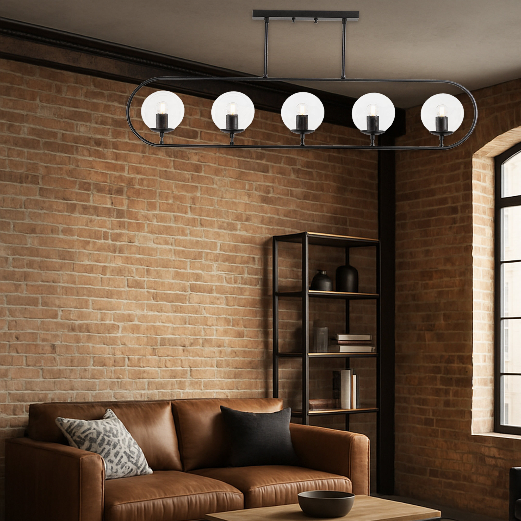 Corrigan Studio 5 Lights Metal Body Glass Cap Kitchen Island Pendant ...