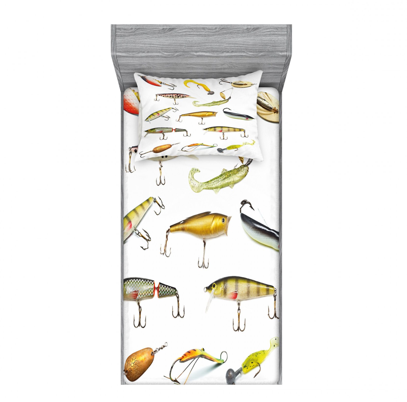 Ambesonne Fishing Tackle Bait For Spearing Trapping Catching Aquatic ...