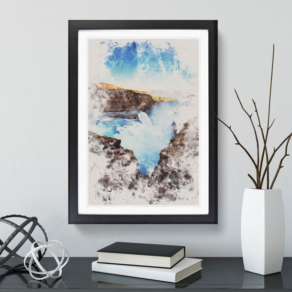 East Urban Home A Waterfall in Iceland - Picture Frame Graphic Art ...