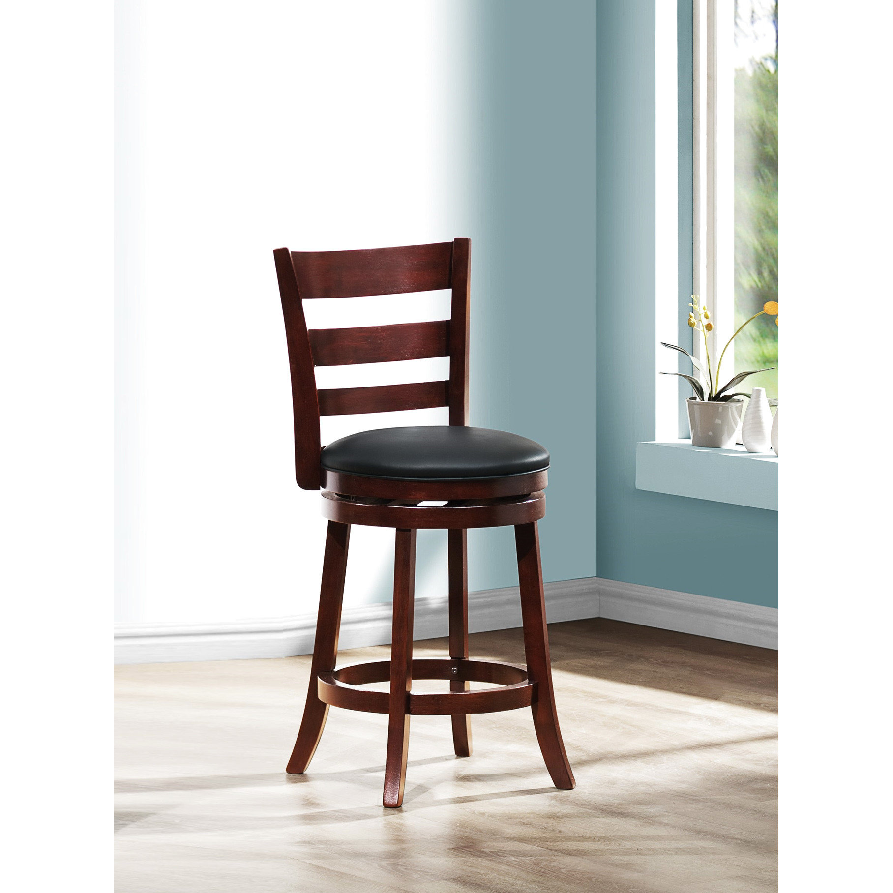 Hokku Designs 360-Degree Swivel Dark Cherry Counter Height Chair ...