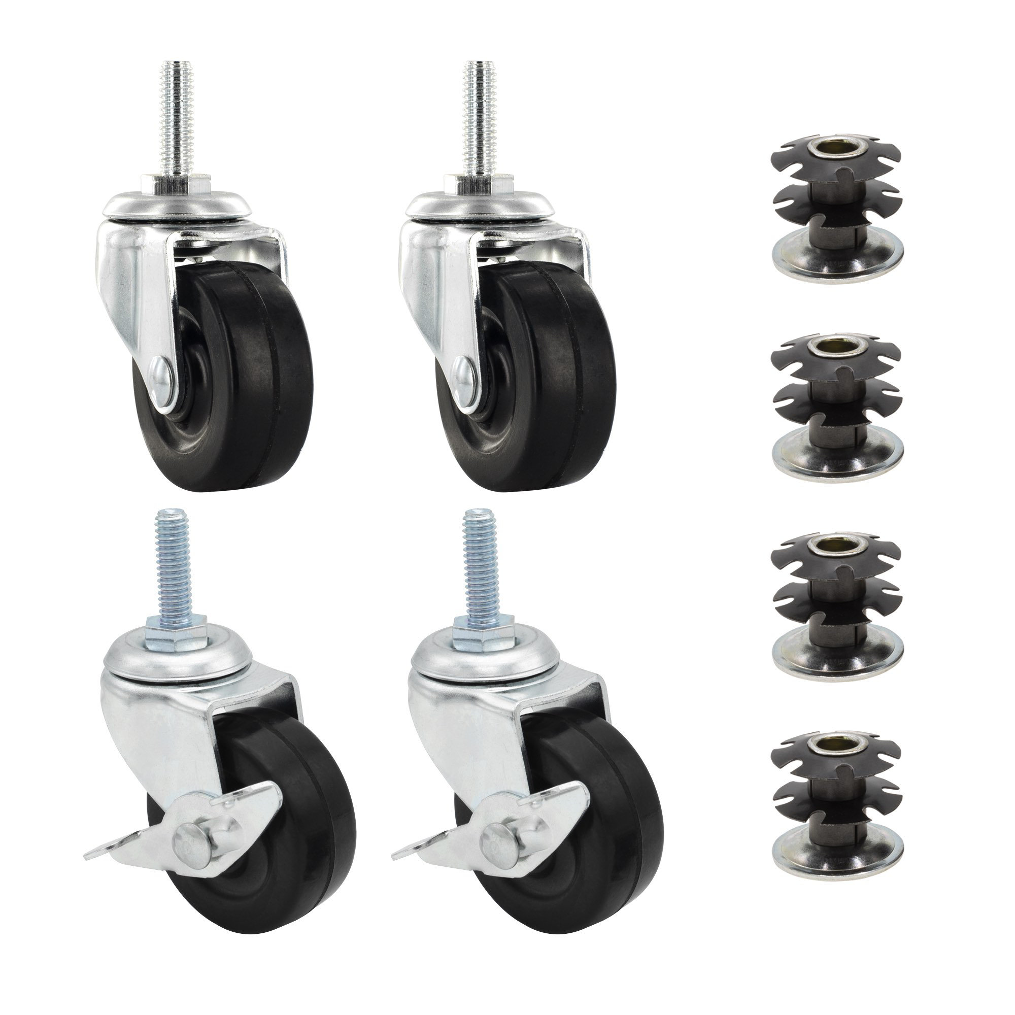 Outwater 1-1/8in. Round Metal Double Star Caster Insert 2 With Brakes ...