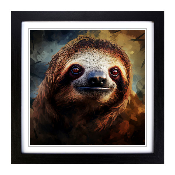 Alpen Home Sloth Digital No.1 - Single Picture Frame Print on Wood ...
