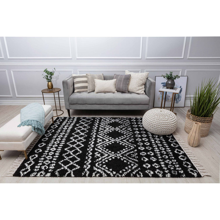 Rugs America Mason Shag Tribal After Dark Area Rug | Wayfair