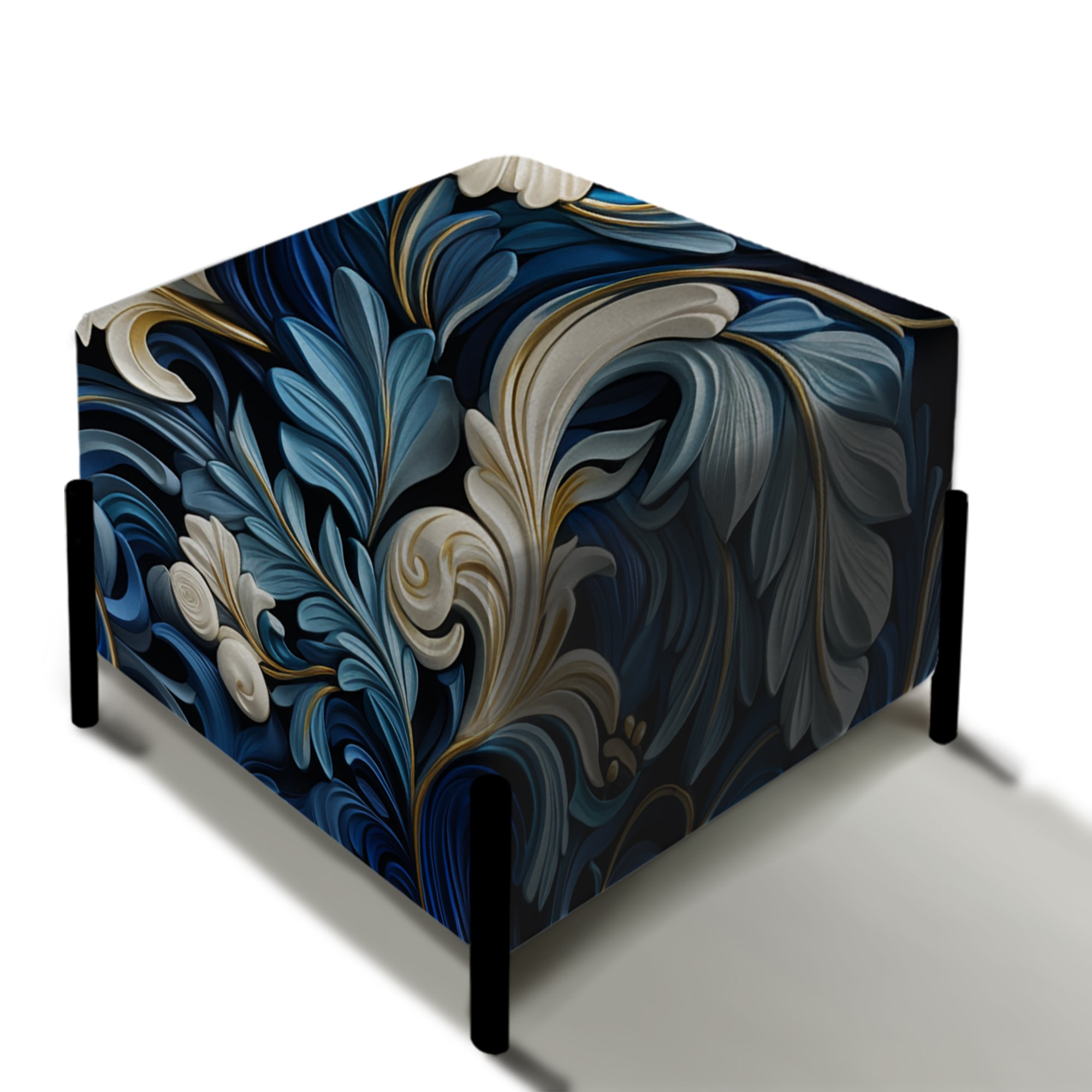Design Art Blue Scrollwork Swirls Victorian Pattern - Floral Square ...