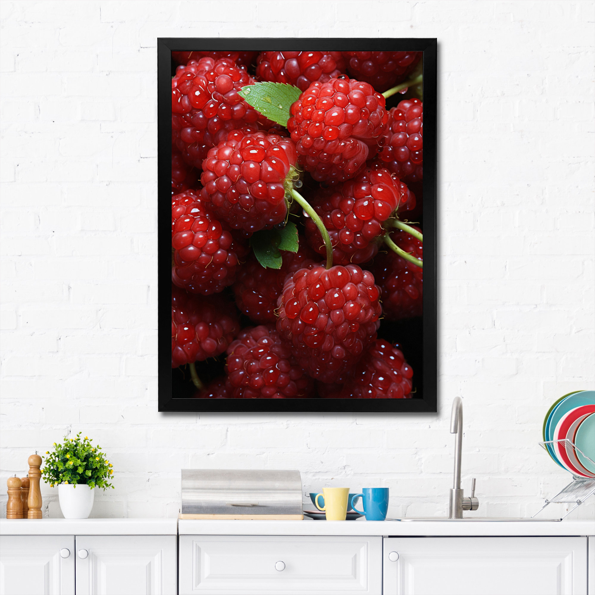 Ebern Designs Fruit Ruby Raspberry I Framed On Canvas Print | Wayfair