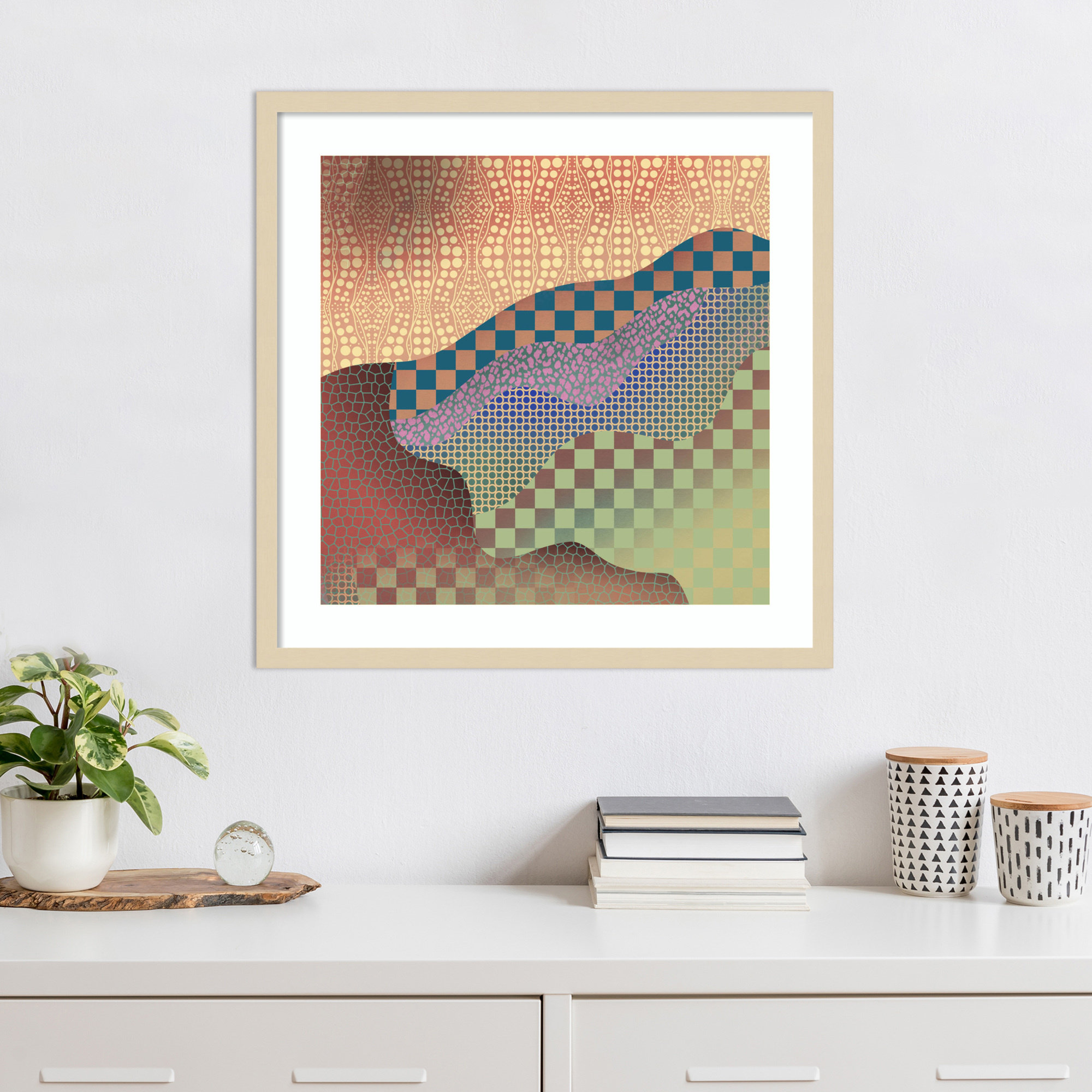 Wade Logan® Aboriginal Pattern Collage by Little Dean Wood Framed Wall ...