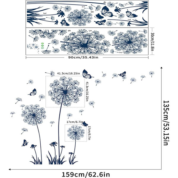 Lark Manor™ 2 Set Dandelion Wall Decals Peel And Stick Blue Dandelion ...