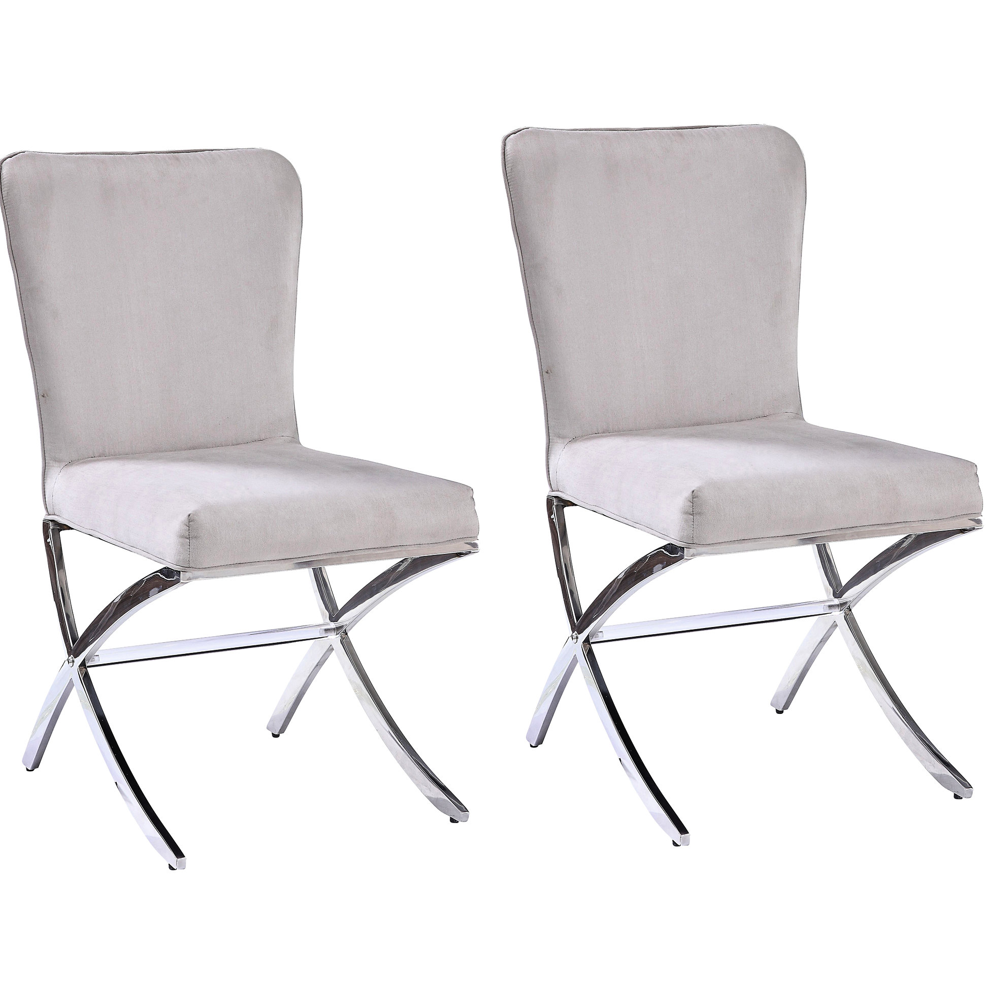 Latitude Run® 2Pcs Beige Velvet Dining Side Chairs, X Legs, Rectangular ...
