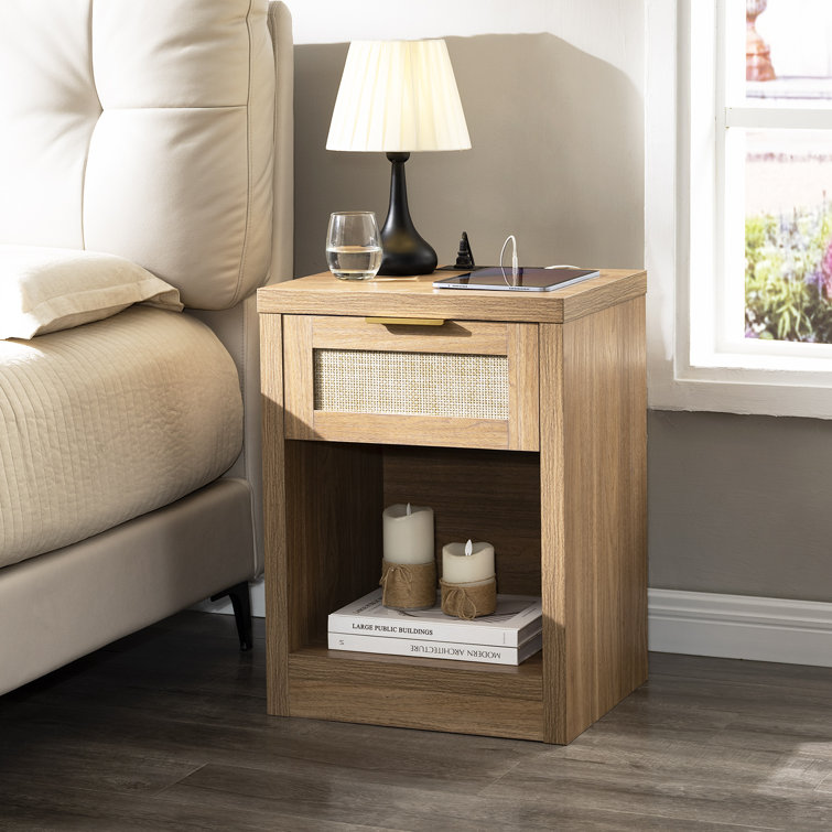 Millwood Pines Dearbhaile 25'' 1 - Drawer Nightstand with Built-In ...