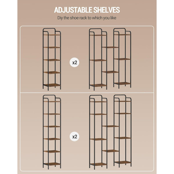 17 Stories Bookcase Bookshelf, Narrow Book Shelf, Industrial Corner ...