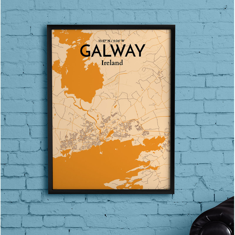 Wrought Studio 'Galway City Map' Graphic Art Print Poster in Vintage ...